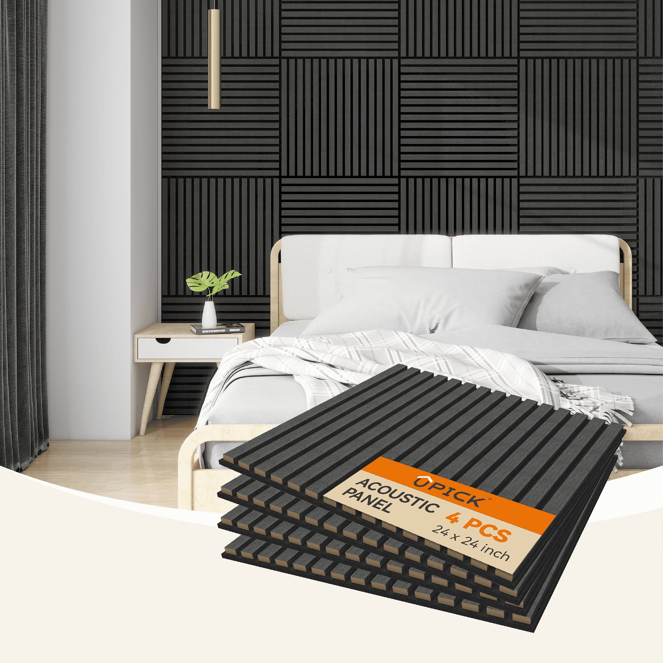 Upick MDF Acoustic Wall Panels Sound Absorbing, 4 Pack 24 x 24 inch ...