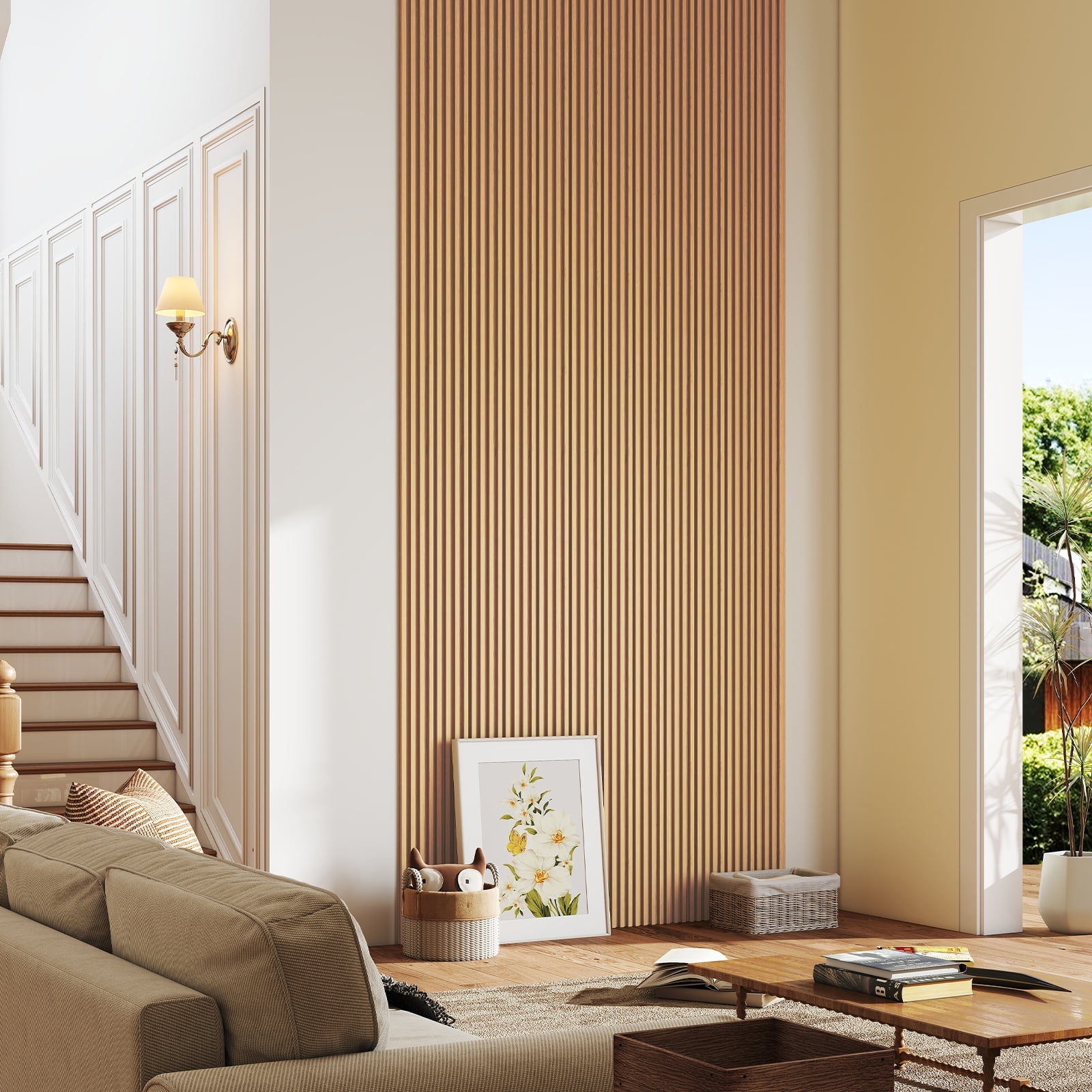 Upick WPC Slat Wall Panels, 7 Pack 94 x 6.61 in 3D Wood Wall Panels ...