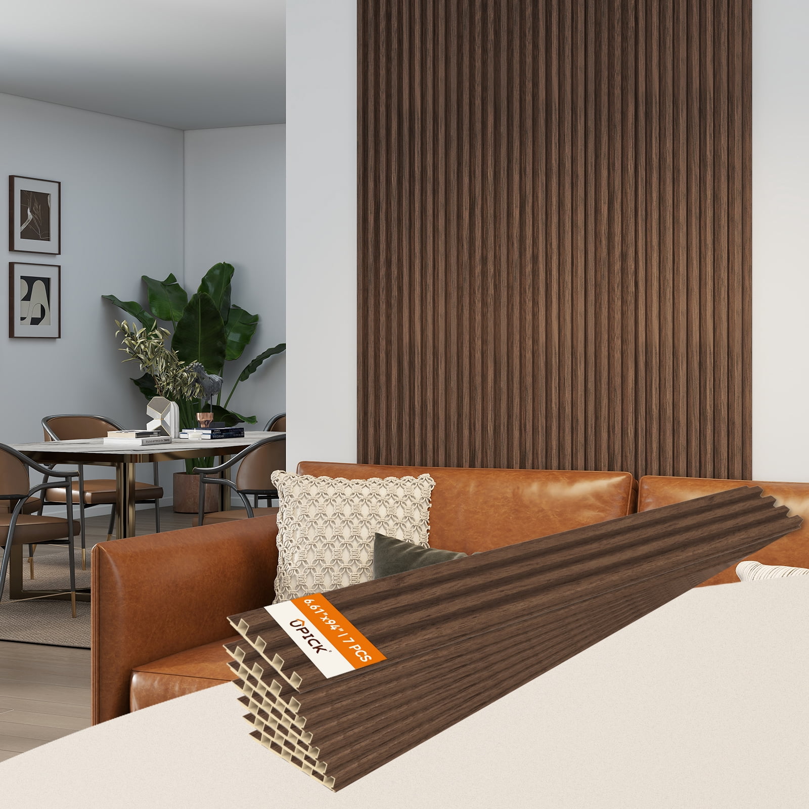 Upick WPC Slat Wall Panels, 7 Pack 94 x 6.61 in 3D Wood Wall Panels ...