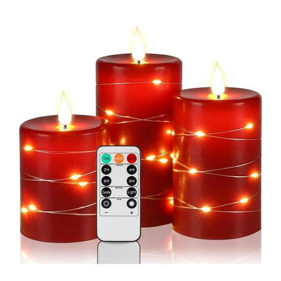 Upinmz Red Flameless Candle with Remote Control and Timer,Flickering ...