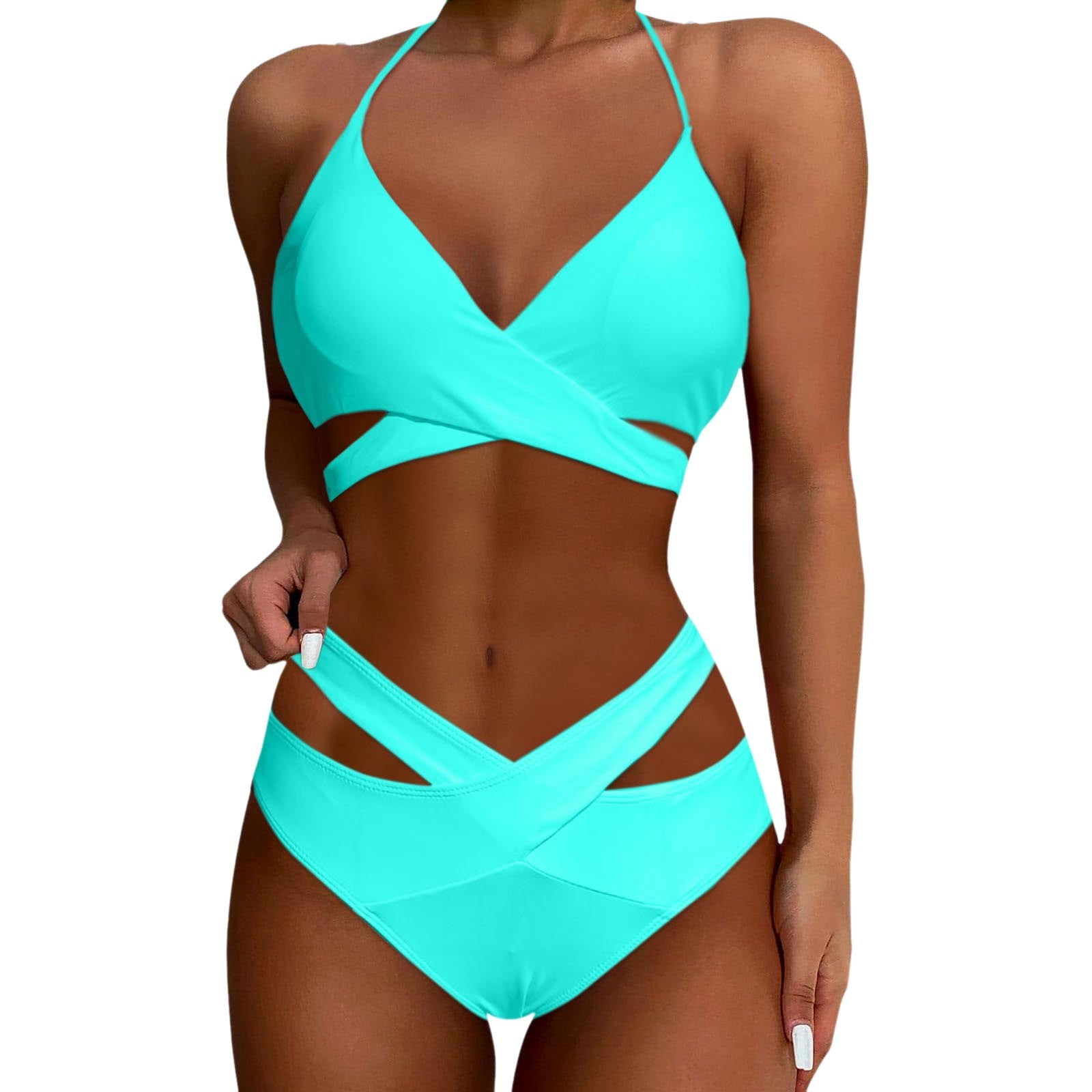 Upioiwer Two Piece Bikini Sets athletic Swimsuits with Shorts for Women High Waisted Teen Girl ...
