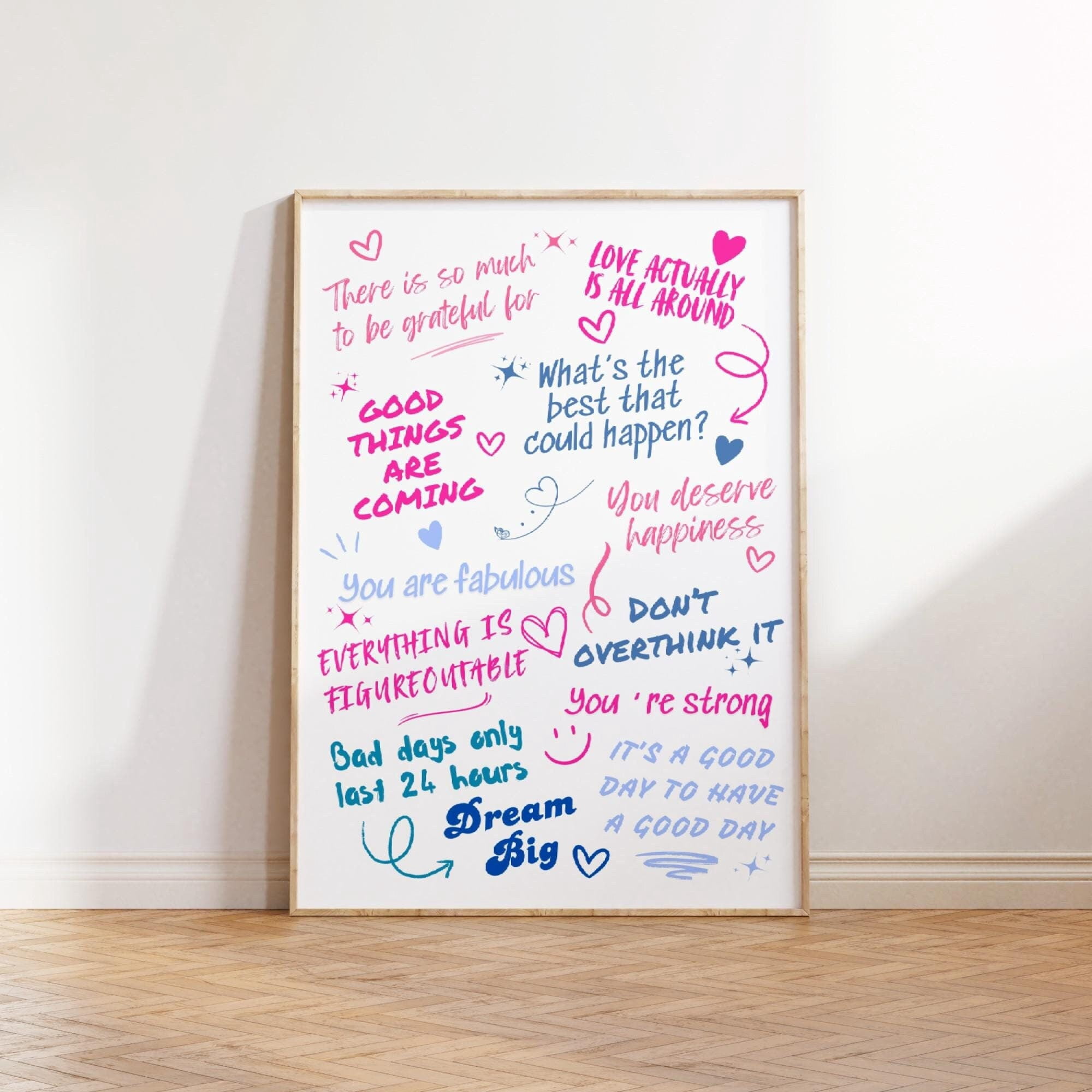 Uplifting Quotes Print You 'Re Amazing Pink Blue Daily Affirmation Wall ...