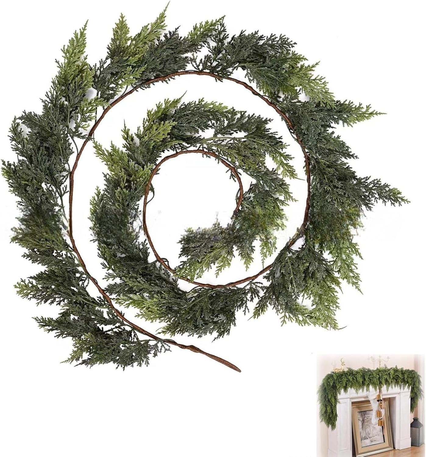 Upliftjoys 6 FT Artificial Cedar Garlands –Realistic Touch Winter ...