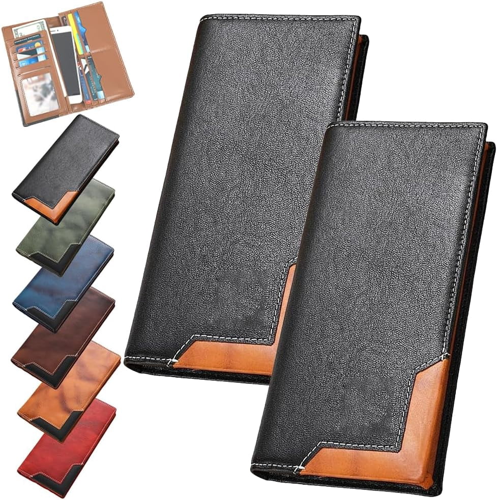 Upliftjoys Cowhide Vintage Wallet, Mens Women Leather Bifold Long Card ...
