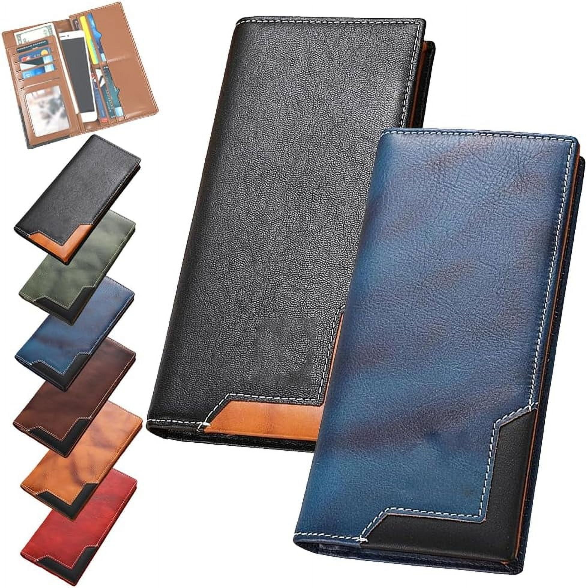 Upliftjoys Cowhide Vintage Wallet, Mens Women Leather Bifold Long Card ...