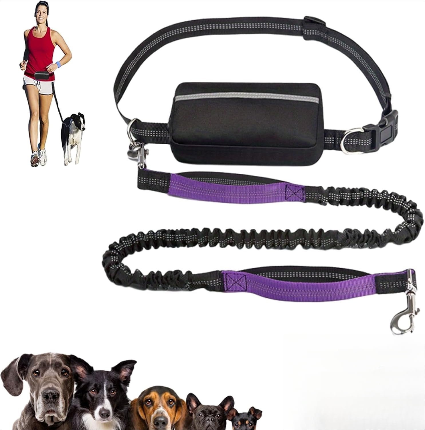 Upliftjoys Hands Free Dog Leash with Zipper Pouch, Upliftjoys Dog Leash ...