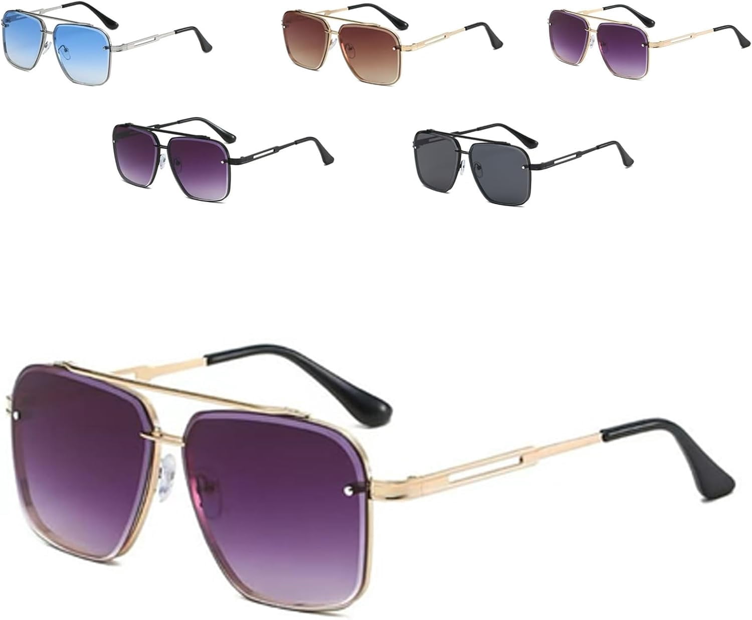 Upliftjoys Retro Gradient Sunglasses Uv400 Protection, Square Aviator ...