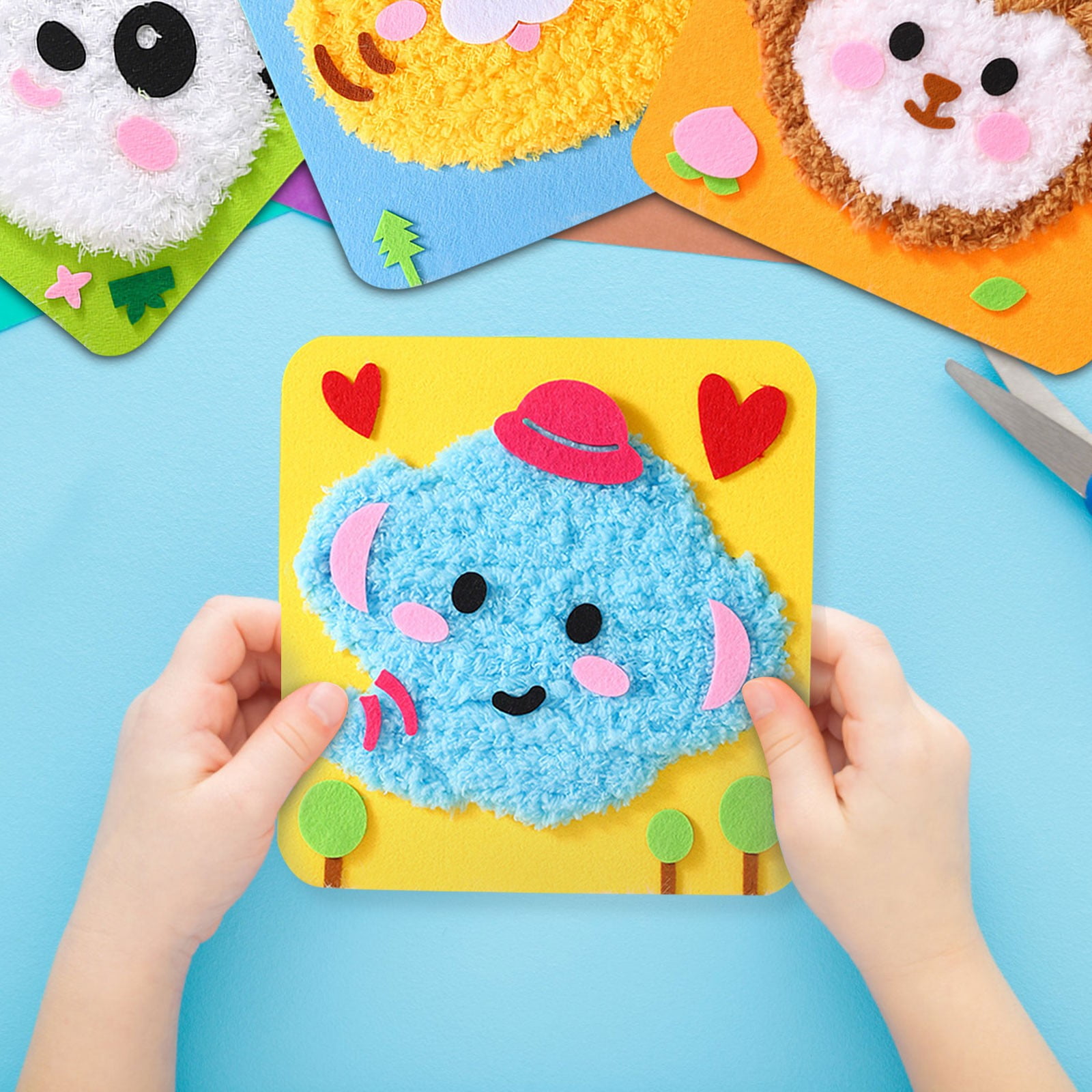 Upltowtme DIY Pom-Poms Art, Cat Crafts Kit for Kids Pet Toddler Crafts ...