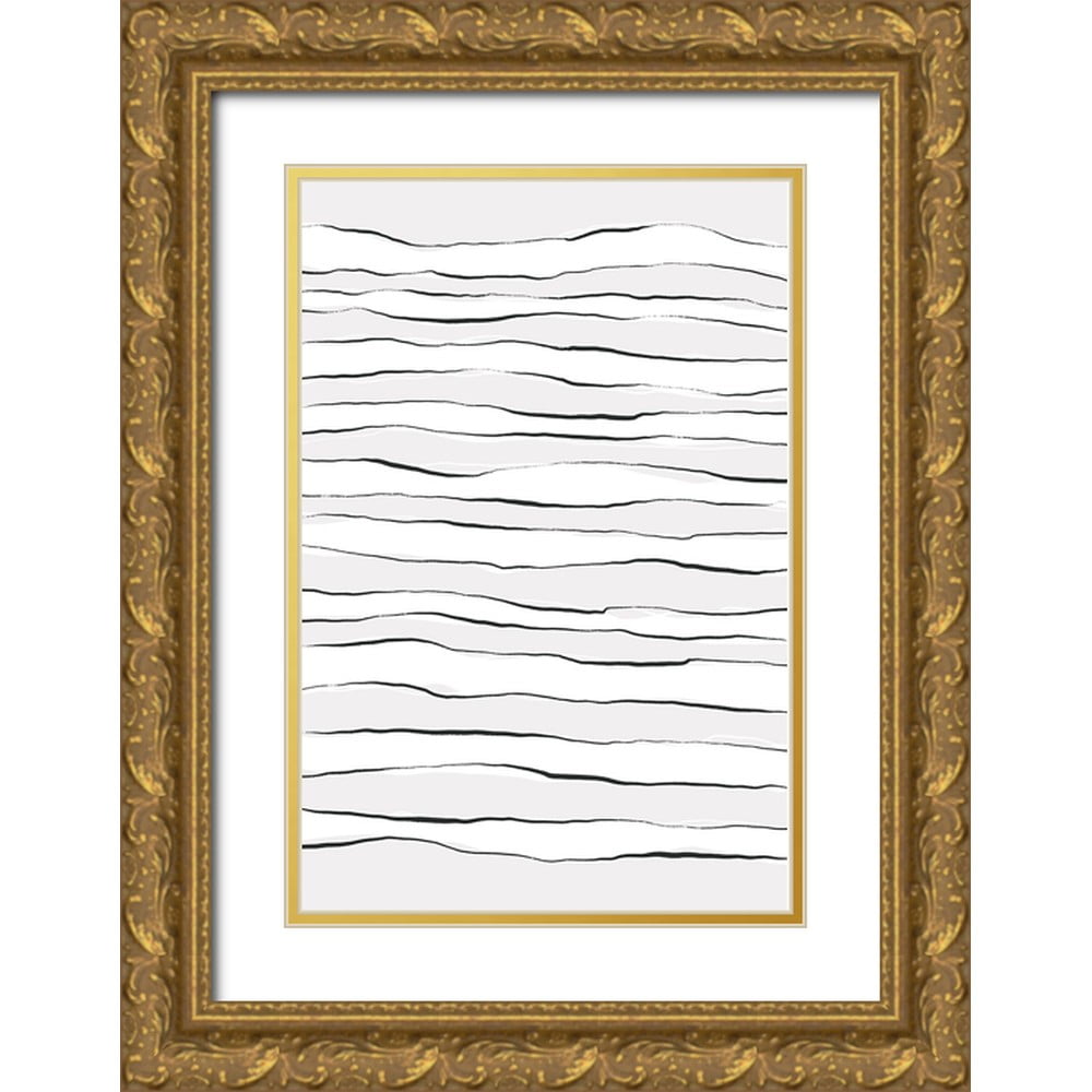 Uplusmestudio 11x14 Gold Ornate Wood Framed with Double Matting Museum Art Print Titled - Line ...