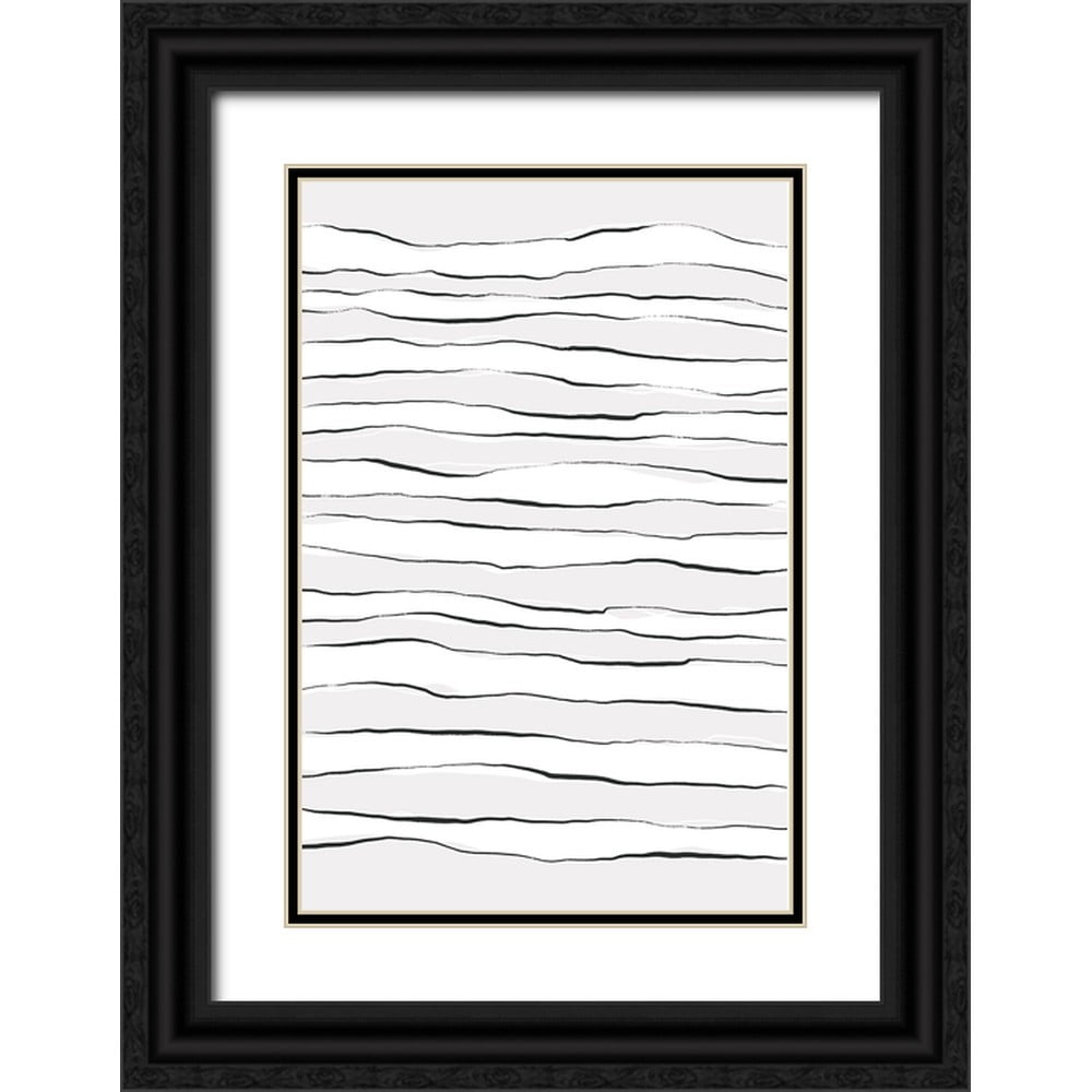Uplusmestudio 17x24 Black Ornate Wood Framed with Double Matting Museum Art Print Titled - Line ...
