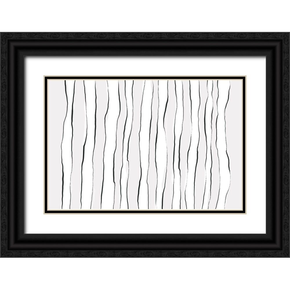 Uplusmestudio 18x13 Black Ornate Wood Framed with Double Matting Museum Art Print Titled - Line ...