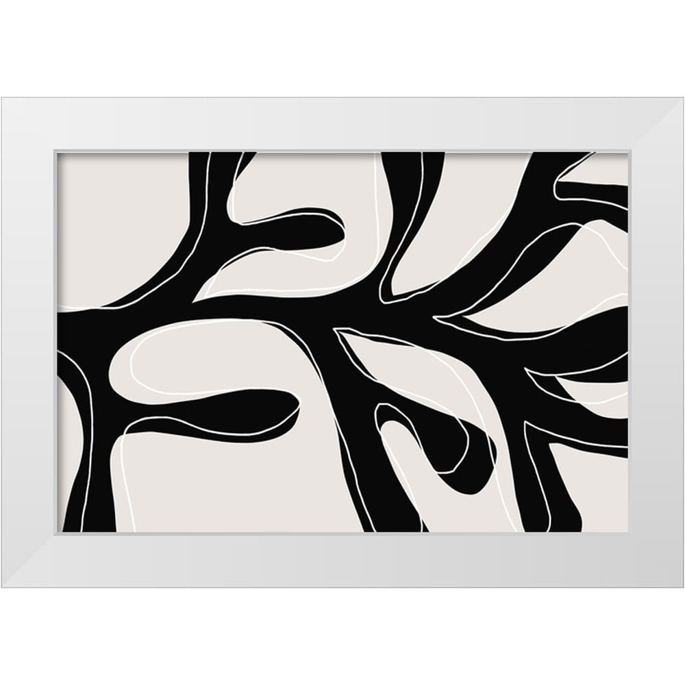 Uplusmestudio 18x13 White Modern Wood Framed Museum Art Print Titled - Abstract Twig Black And ...