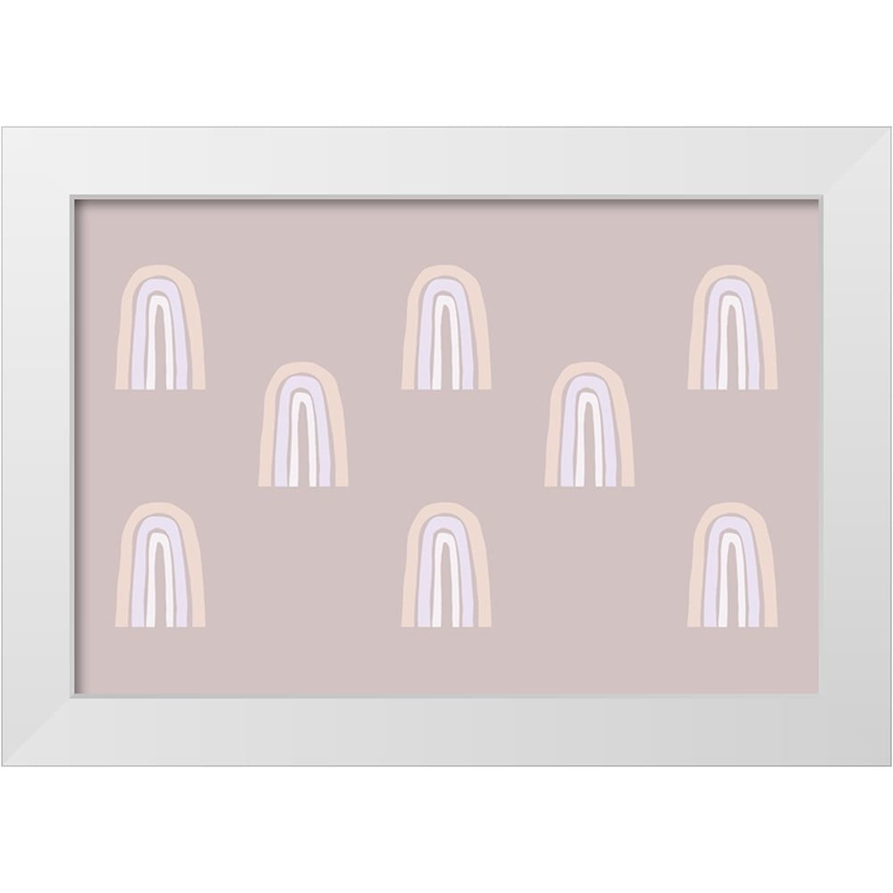 Uplusmestudio 18x13 White Modern Wood Framed Museum Art Print Titled - Minimal Rainbows ...