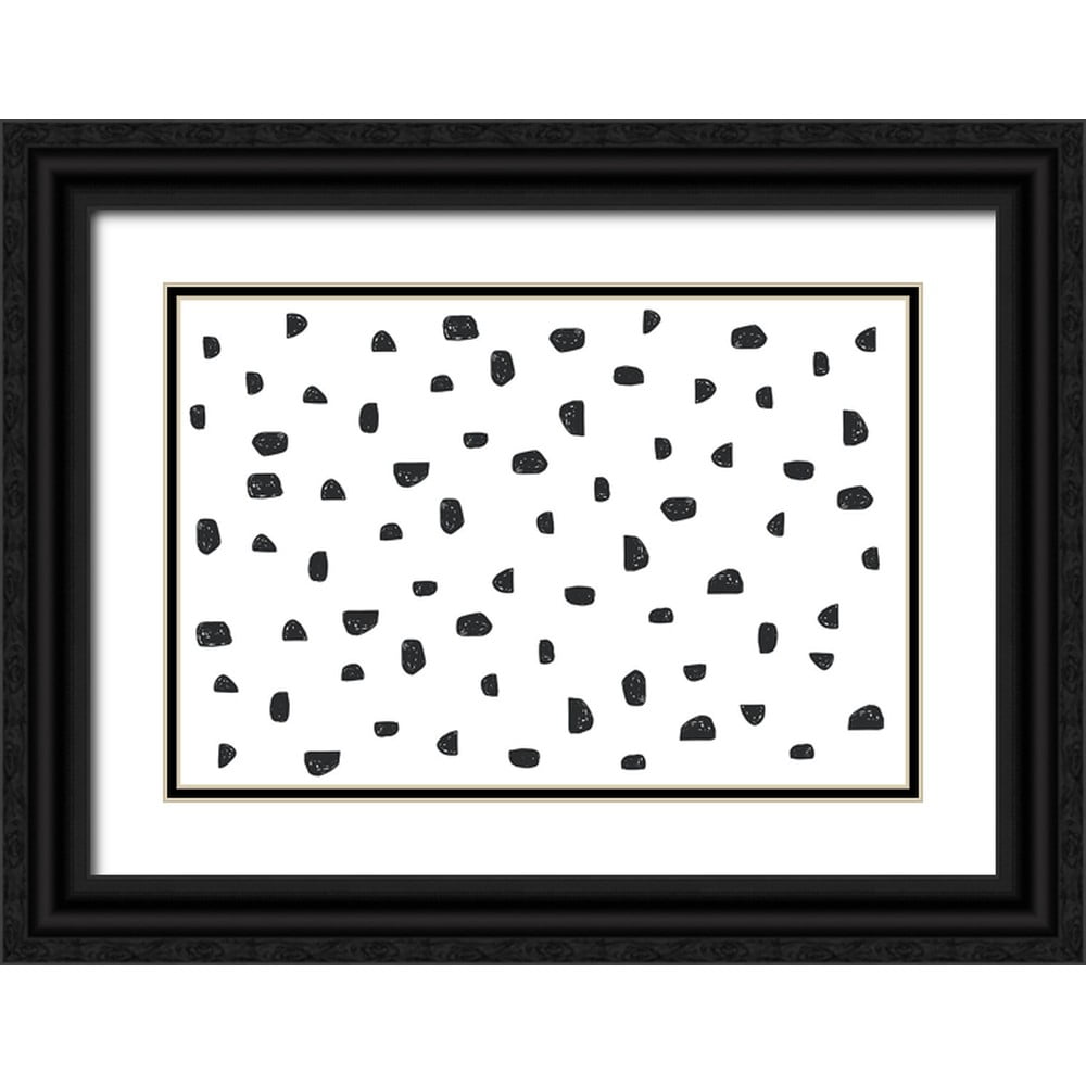 Uplusmestudio 24x17 Black Ornate Wood Framed with Double Matting Museum ...