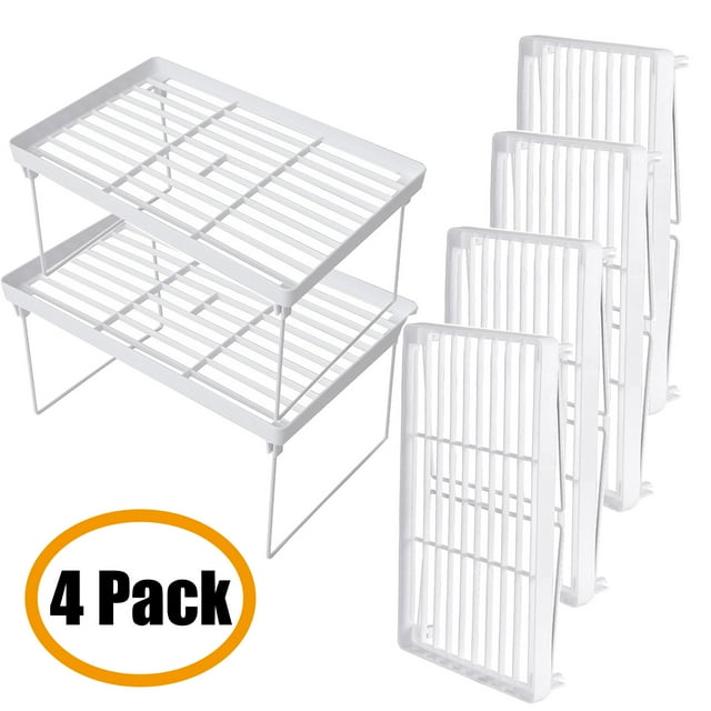 Upmore 4 Pack Foldable Plastic Kitchen Storage Shelf Rack, Stackable ...