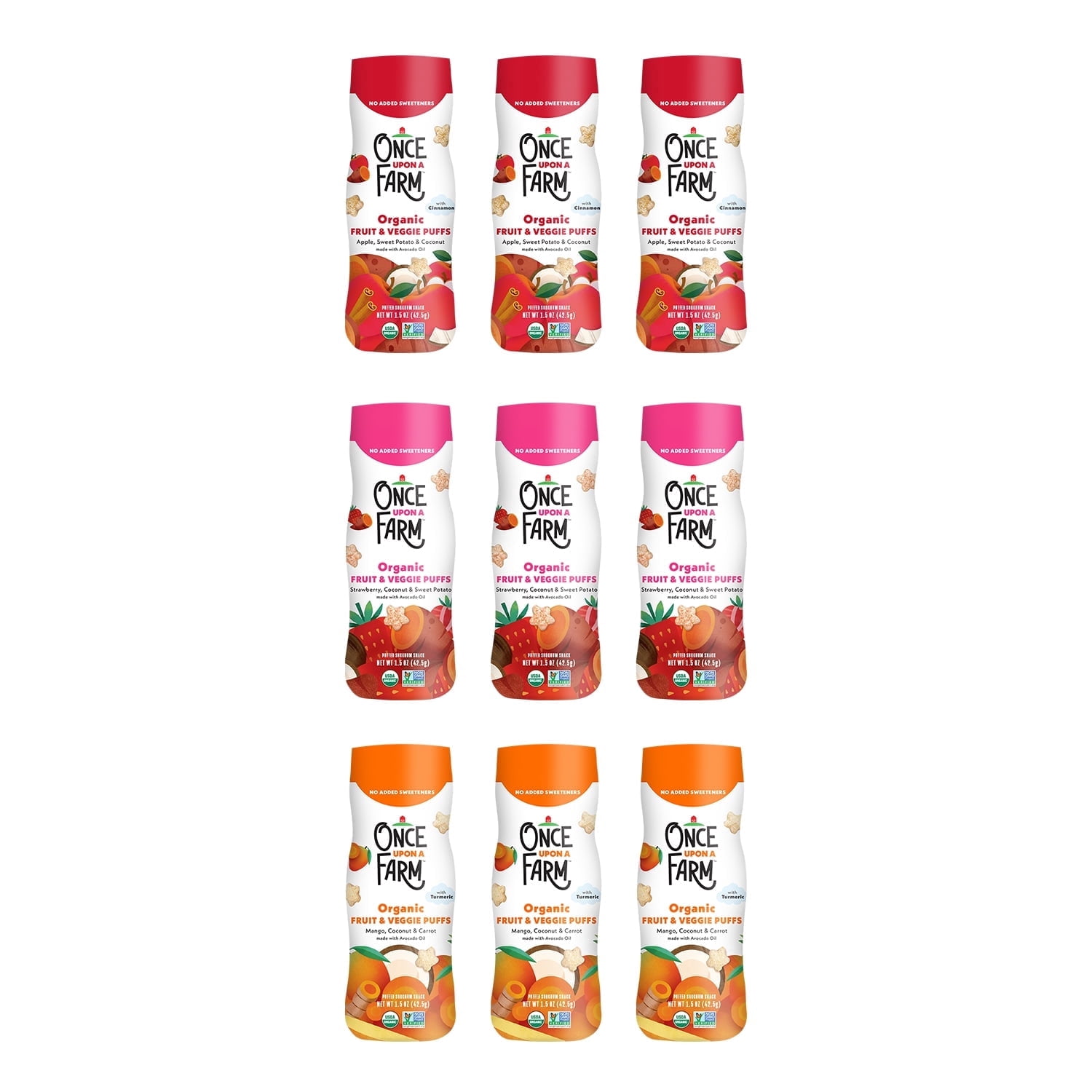 Once Upon a Farm Organic Puffs Variety Pack, Apple Sweet Potato ...
