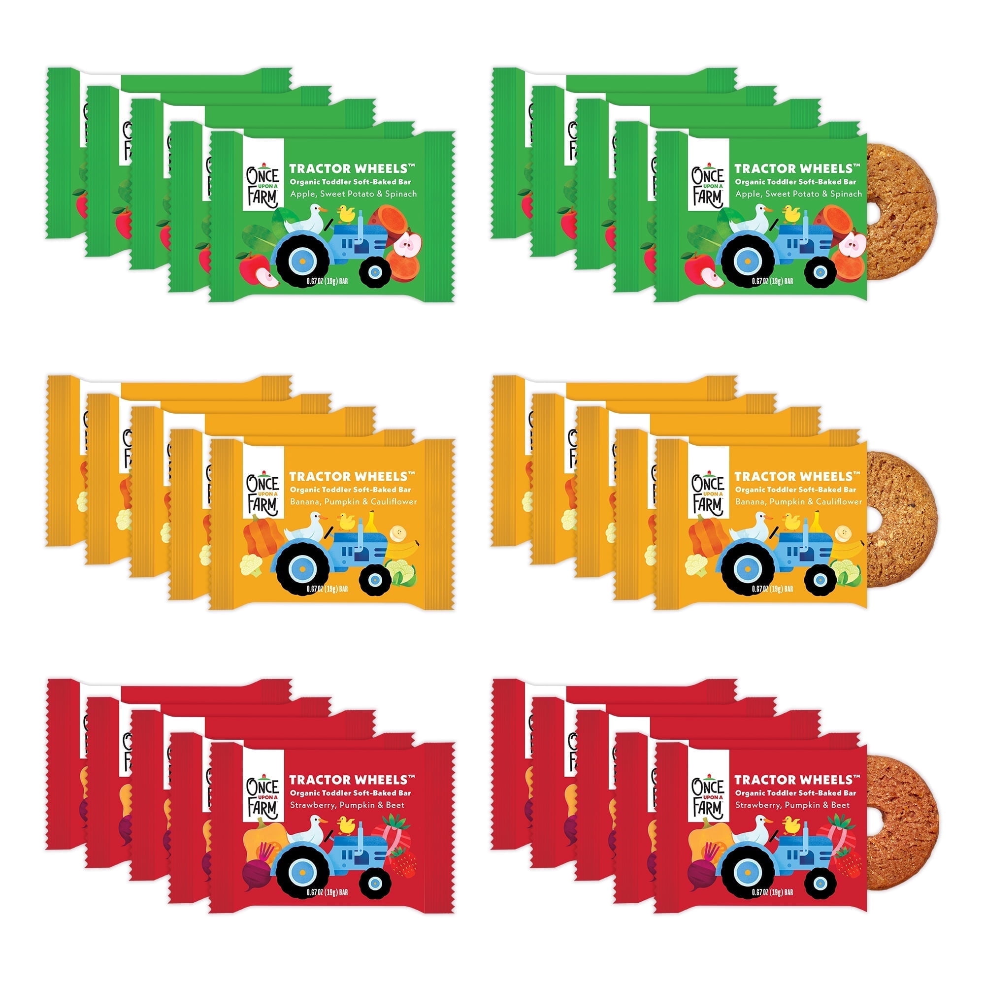 Once Upon a Farm Organic Soft-Baked Bars Tractor Wheels Variety Pack ...