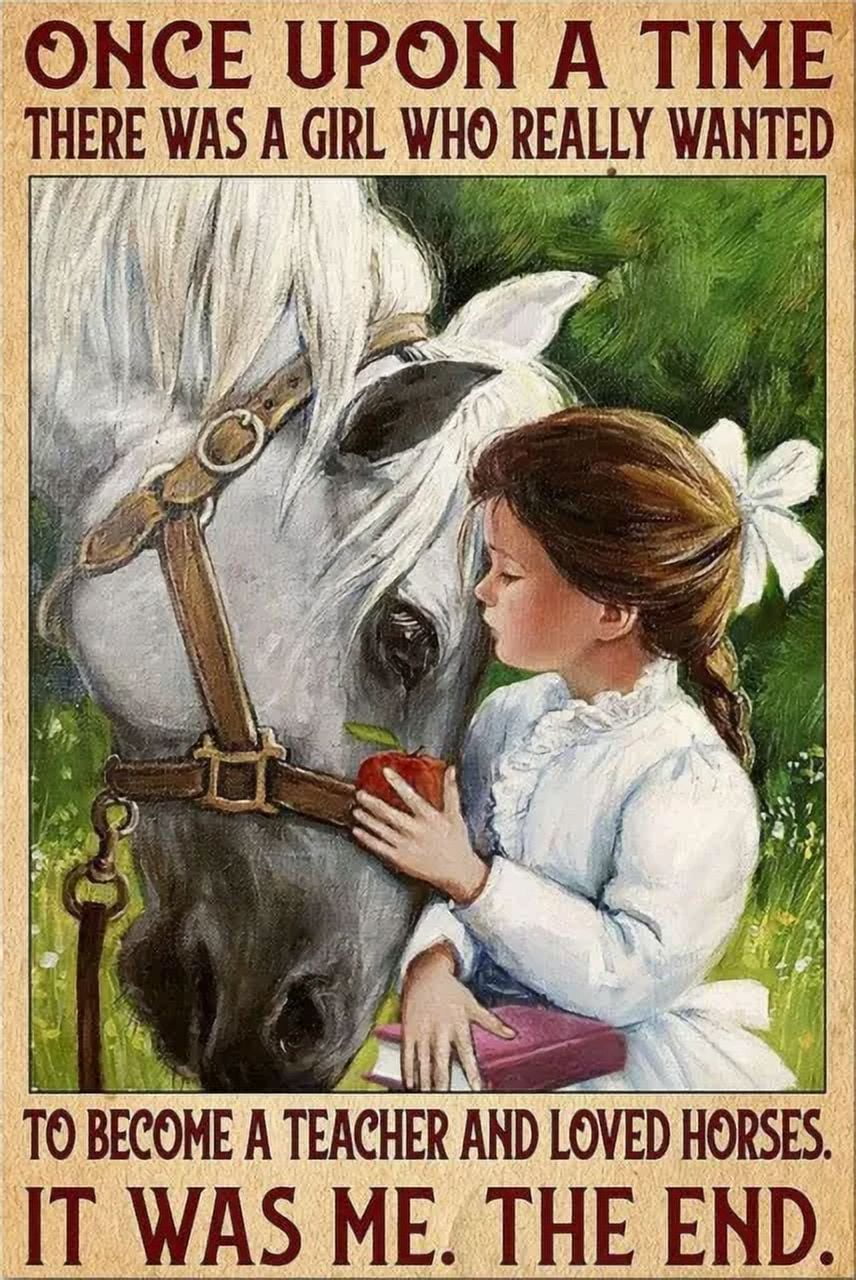 Once Upon A Time Girl Wanted To Become Teacher And Loved Horses Gift For Hors Home Decor ...