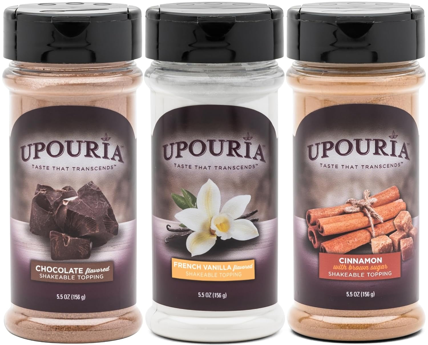 Upouria Coffee Topping Variety Pack - Chocolate Cinnamon with Brown ...