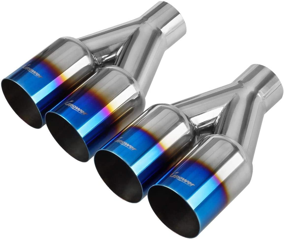 Upower Dual Exhaust Tip 2.5 Inch Inlet 3.5 Inch Outlet 2.5" to 3.5" Diesel Exhaust Tailpipe Blue ...