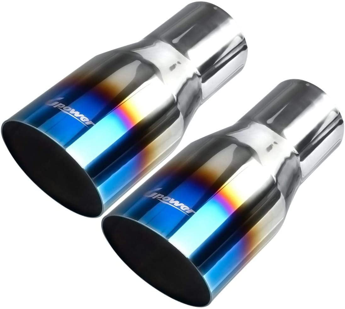 Upower Pack of 2 Blue Burnt Exhaust Tip 2.5" Inlet 3.5" Outlet 7.75 long 304 Stainless Steel 2.5 ...