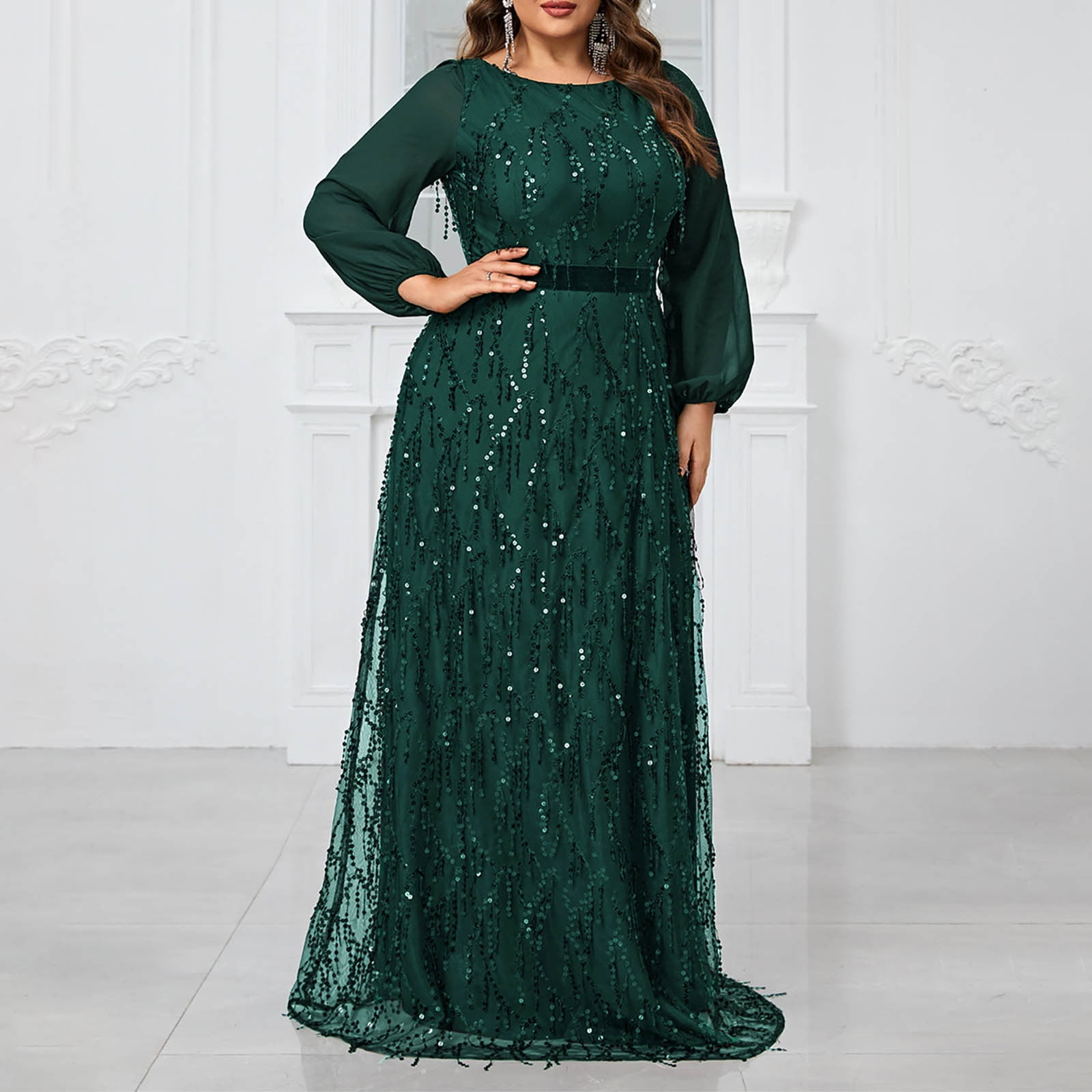 UPPADA Plus Size Wedding Guest Dress for Womens Short Sleeve Wedding Ball Prom Formal Dress ...