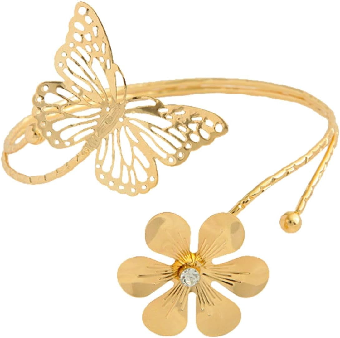 Upper Arm Cuff Bracelet Bangle Women Gold Silver Boho Flower Butterfly ...