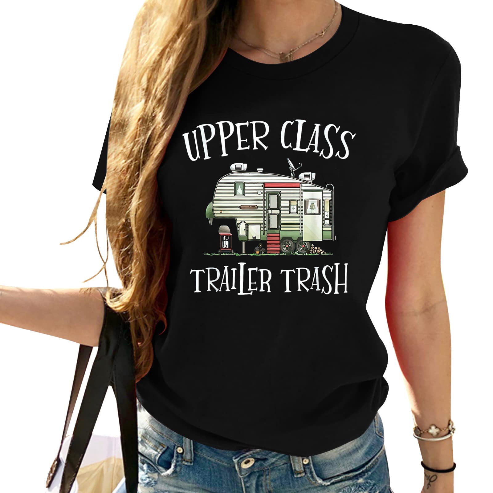 Upper Class Trailer Trash - Funny Camper Camping Outdoor T-Shirt ...