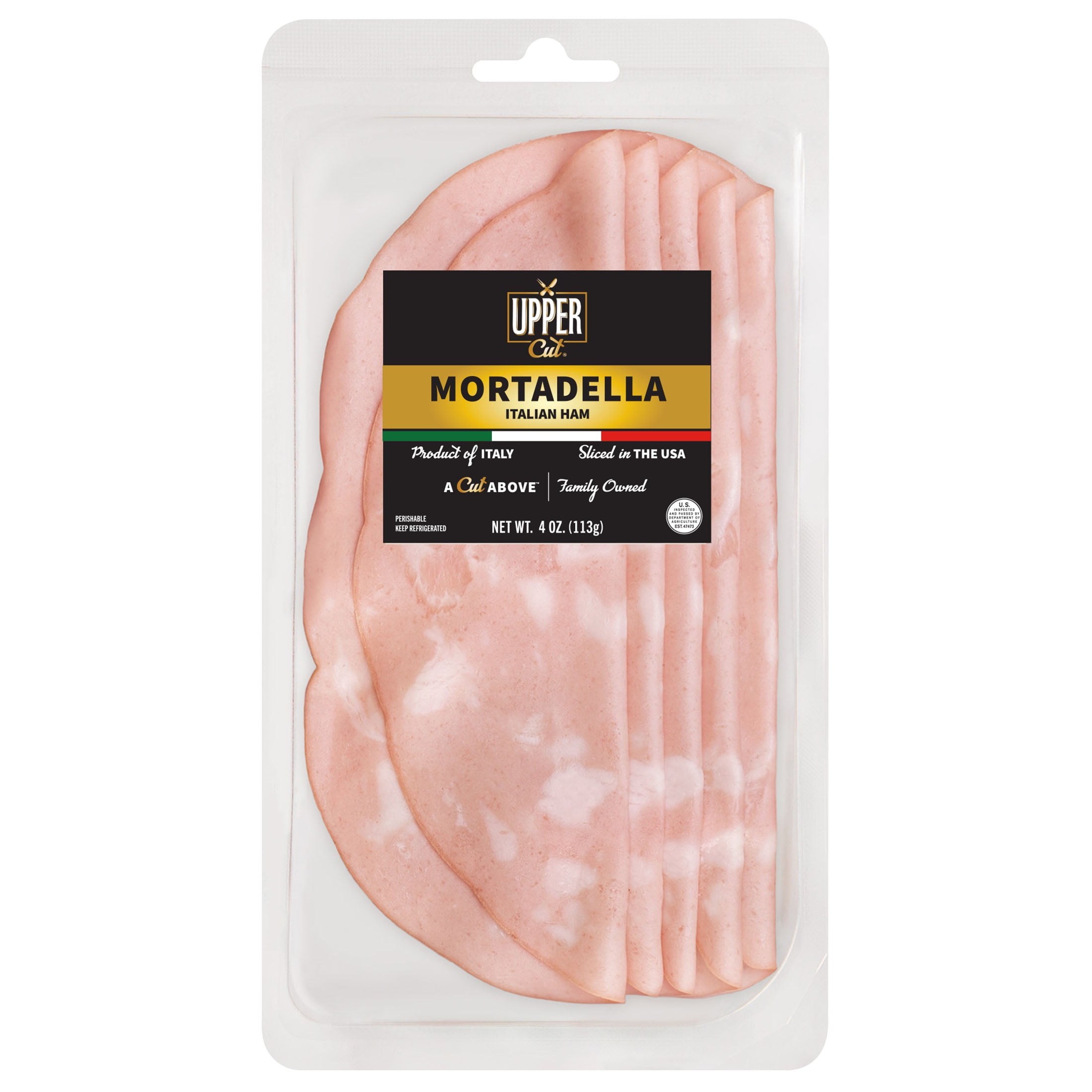 Upper Cut Sliced Mortadella Ham, 4oz Tray, 9g Protein per Serving ...
