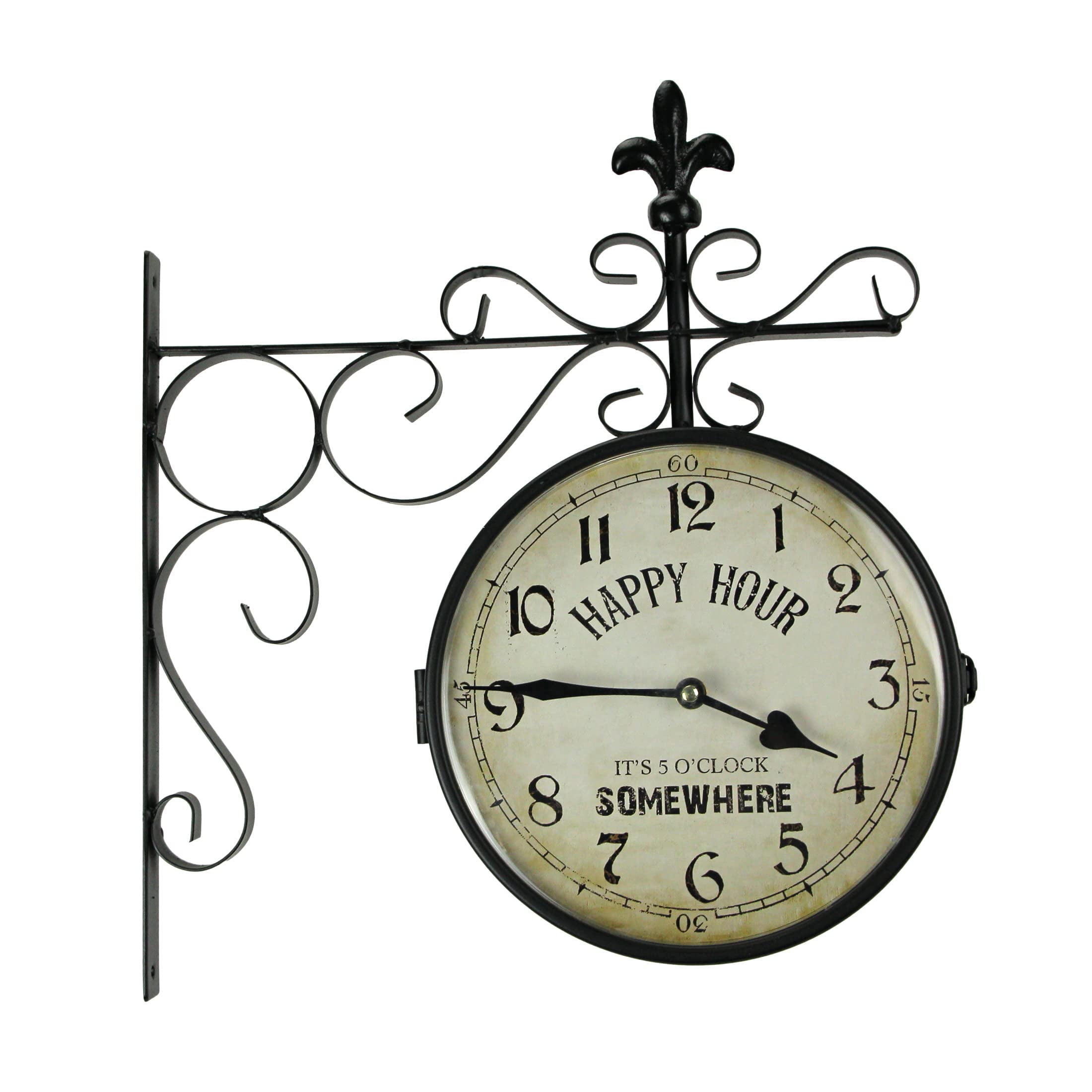 Upper Deck Metal Decorative Vintage Happy Hour Double Sided Wall Clock ...