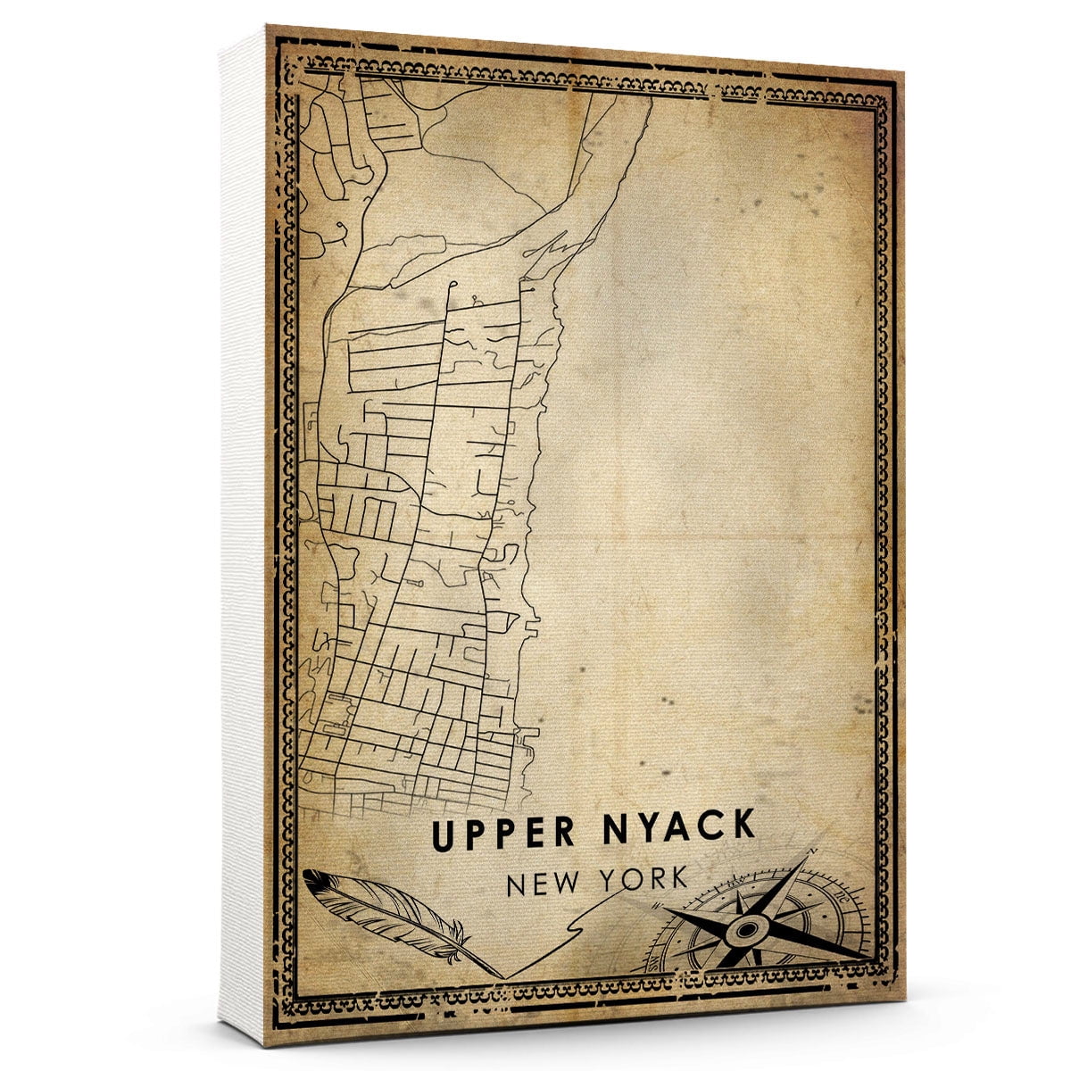 Upper Nyack Vintage Map Prints Canvas, New York Map Art Canvas, Canvas ...