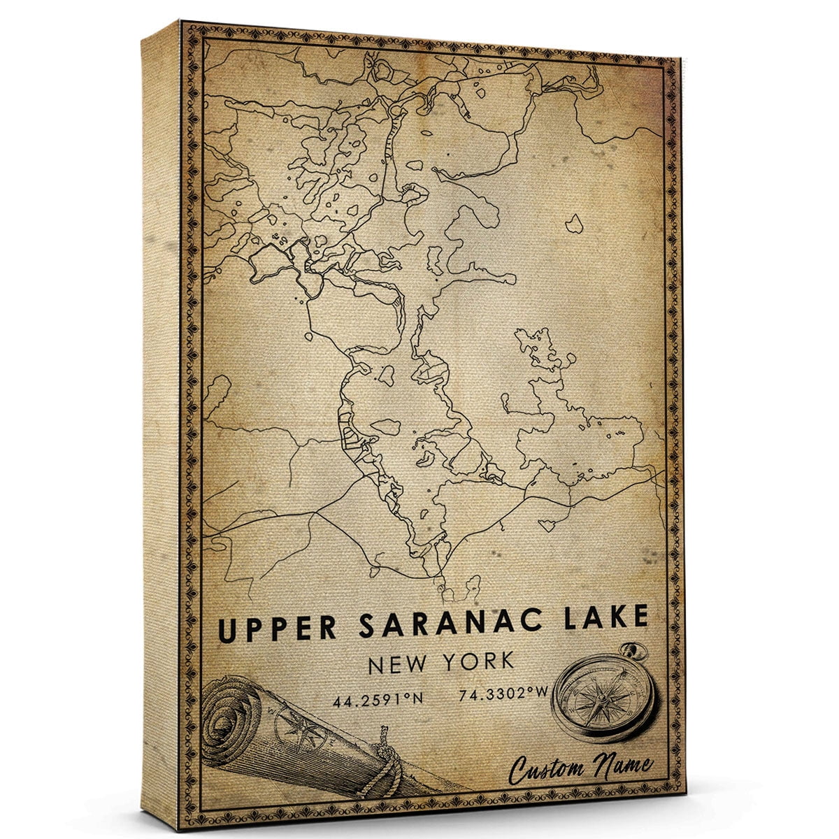 Upper Saranac Lake Map Poster, New York Map Art Poster, Canvas, Upper Saranac Lake Map City ...