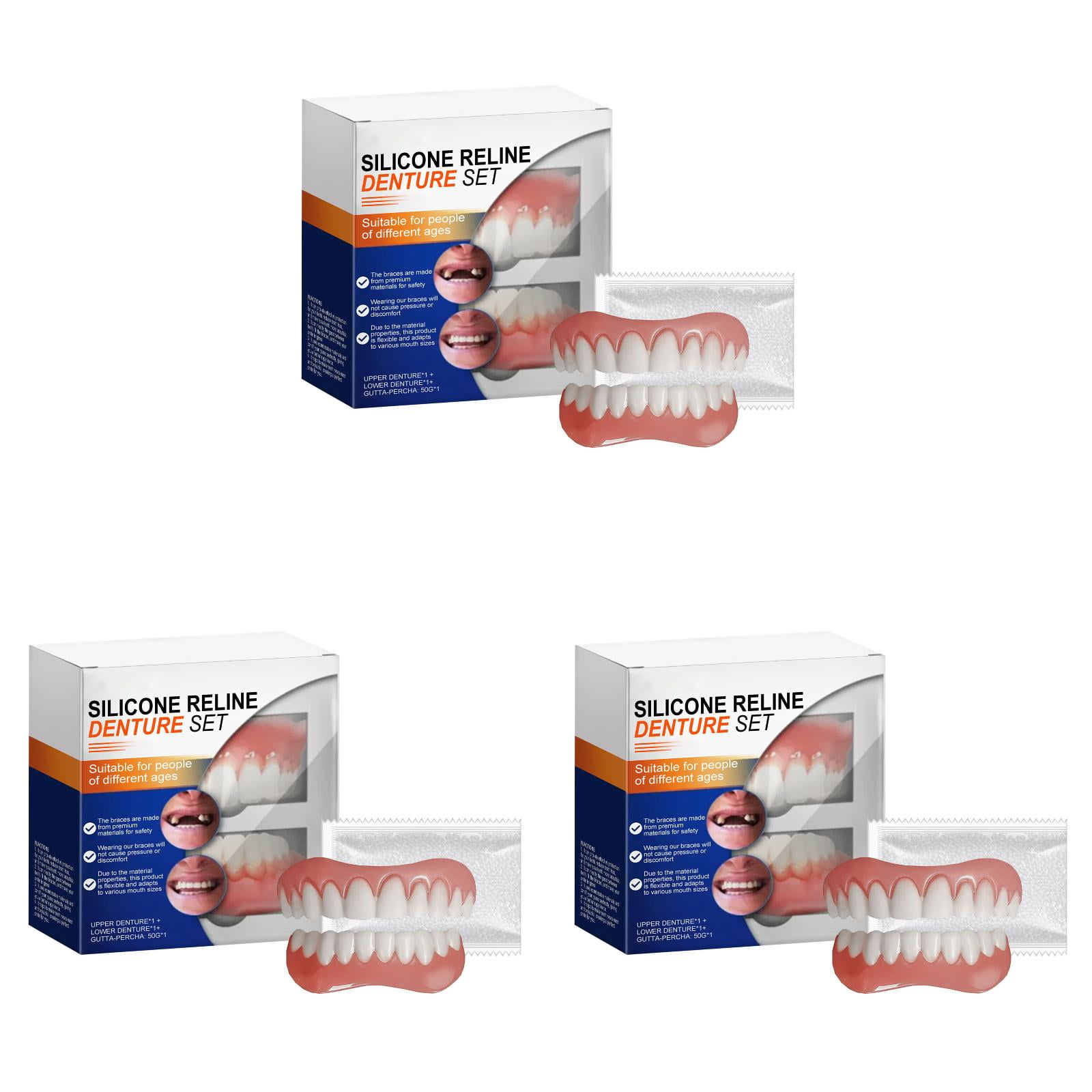 Upper and Lower Dentures for Women and Men, Full Denture Kit, Teeth ...