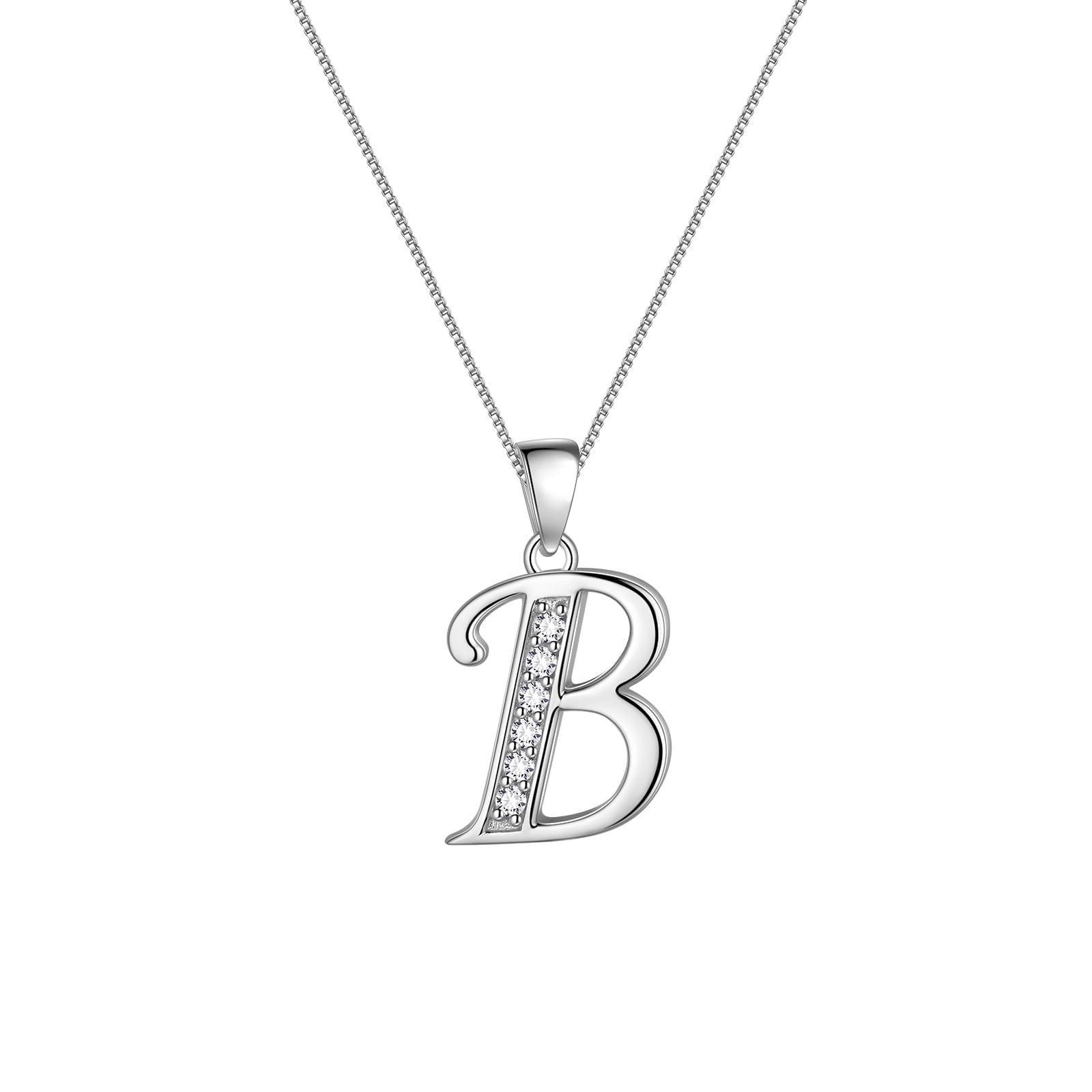 Uppercase Letter B Pendant Necklace 925 Sterling Silver Initial Alphabet Name Statement Jewelry ...