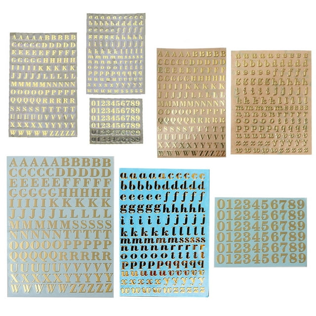 Uppercase Letter Sticker Silver Gold Color Self Adhesive Glitter ...