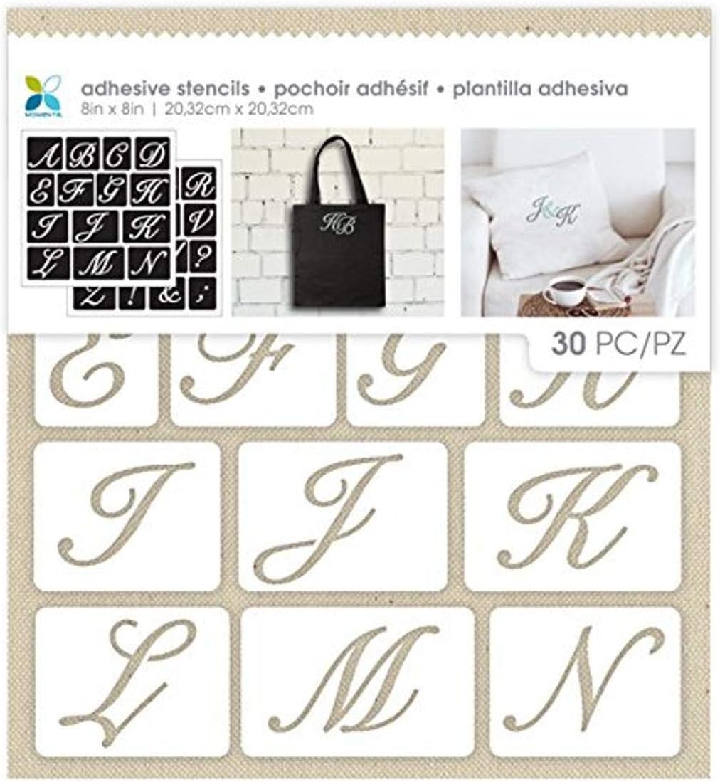 Uppercase Script Alphabets Adhesive Fabric Stencil - Walmart.com