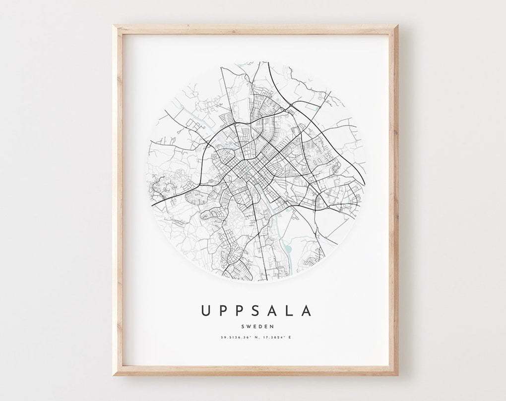 Uppsala Map Print, Uppsala Map Poster City Wall Art, Uppsala Road Map ...