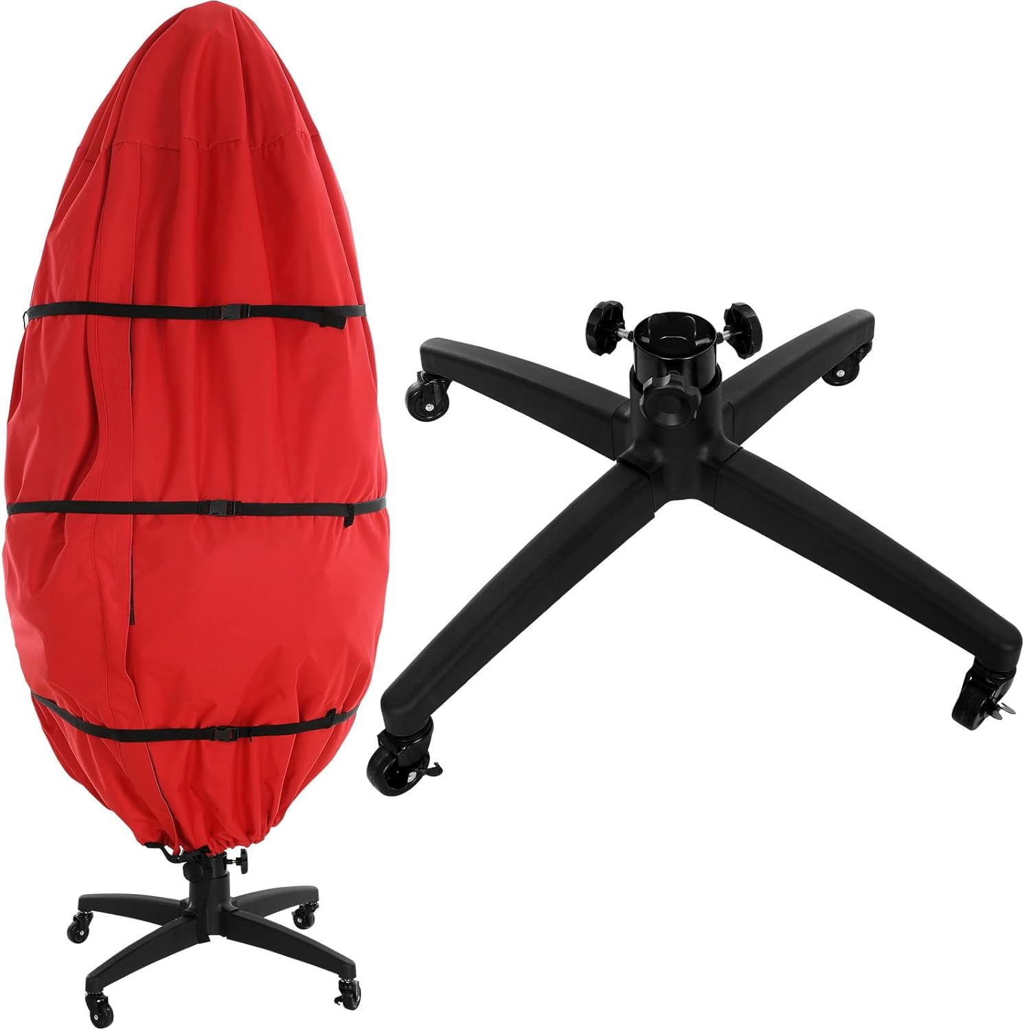 Upright Christmas Tree Storage Bag Cover with Wheels Rolling Tree Stand ...