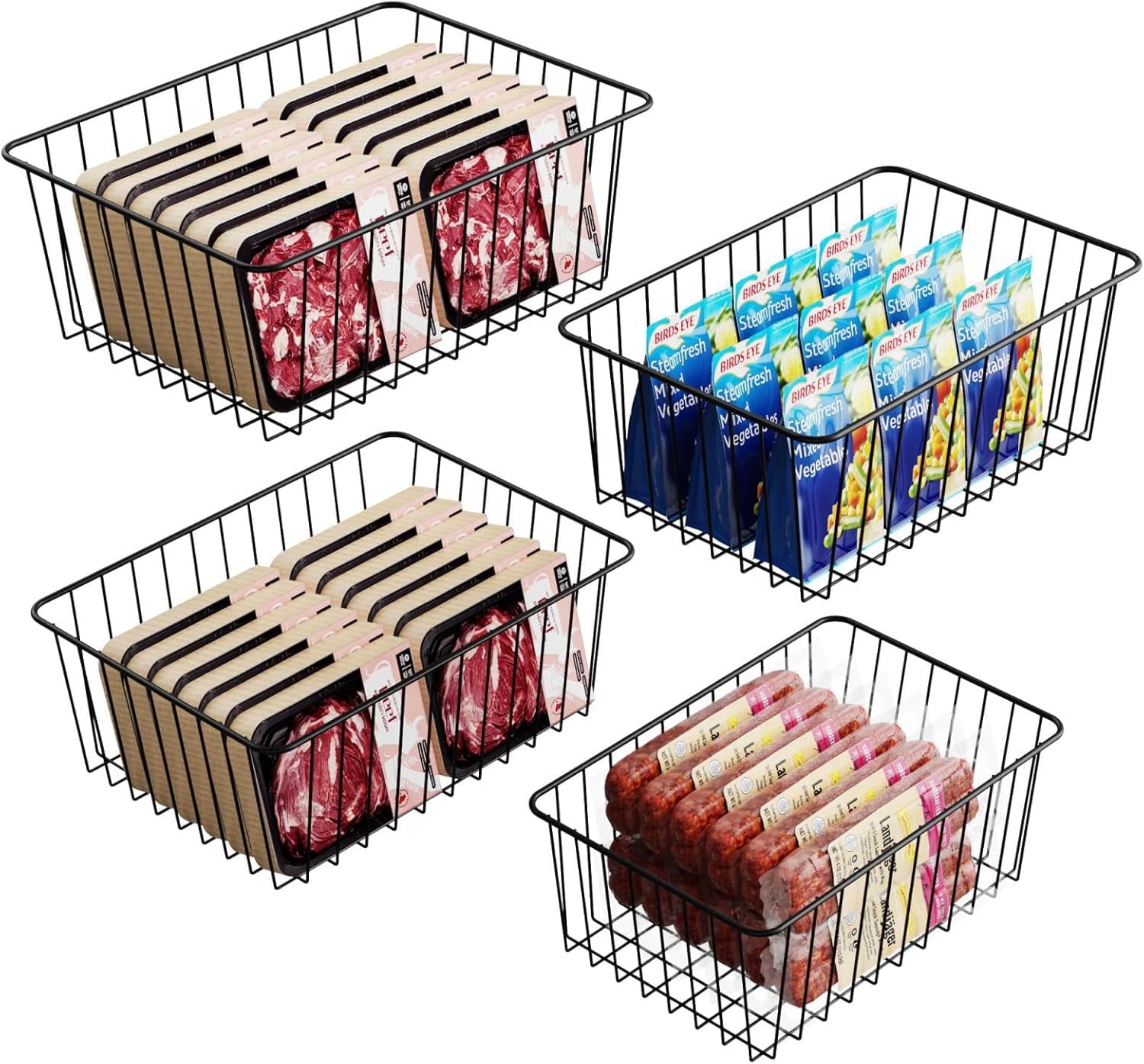 Upright Freezer Organizer Bins, Freezer Baskets 16/17/21 Cu.Ft, 4 Pack ...
