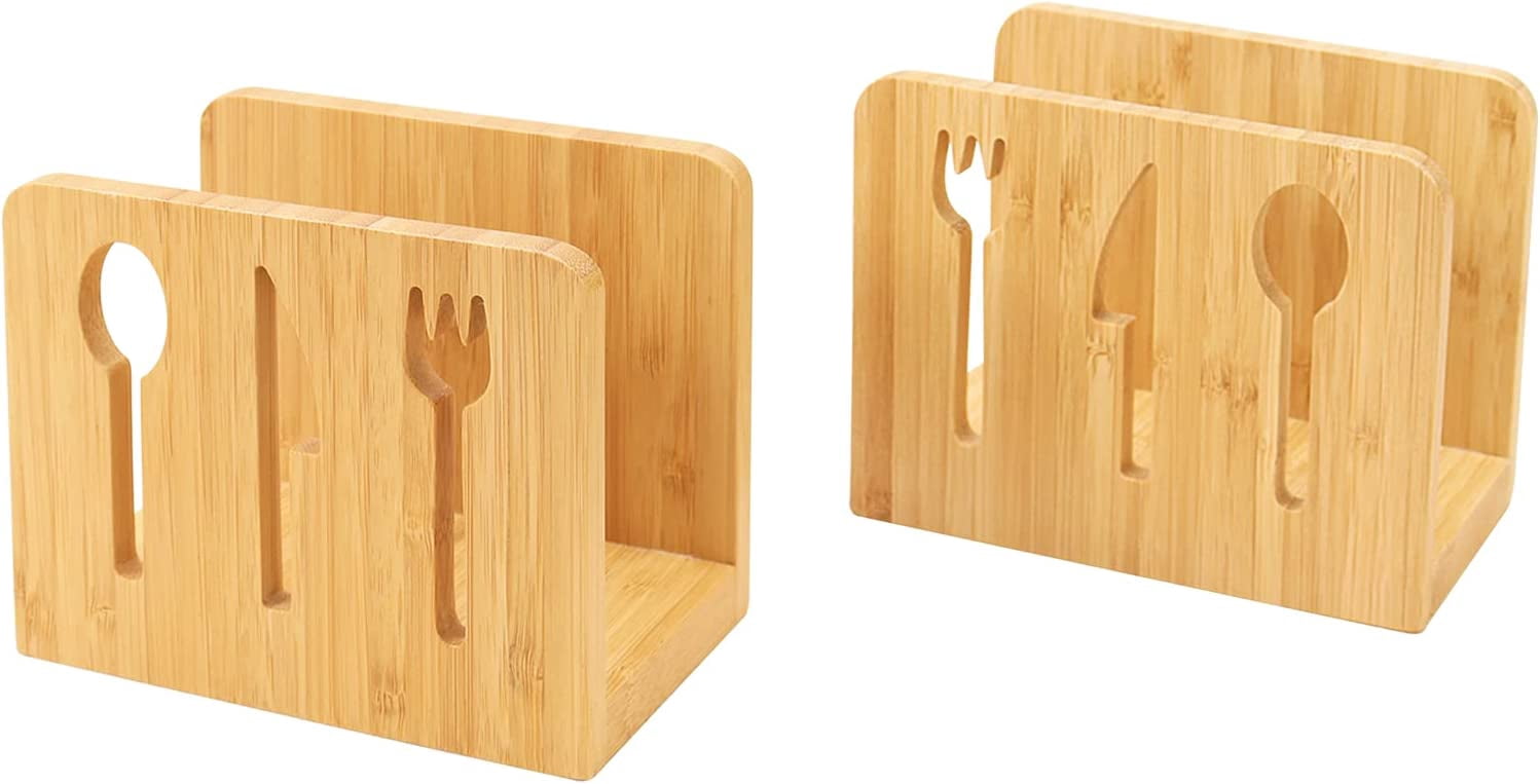 Bamboo Tabletop Napkin Holders, Pack of 2, Upright Dispenser for ...