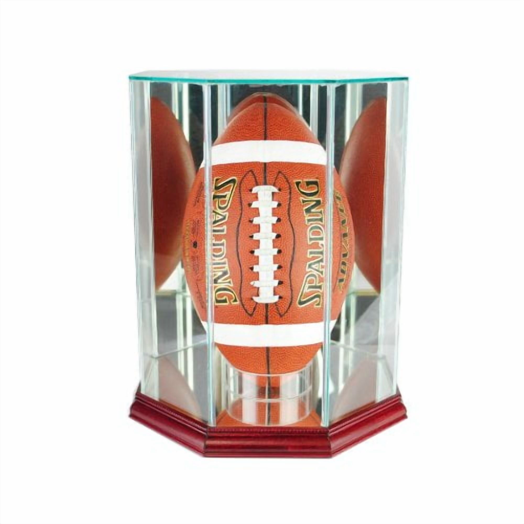Upright Octagon Football Display Case with Real Wood Moulding and UV ...