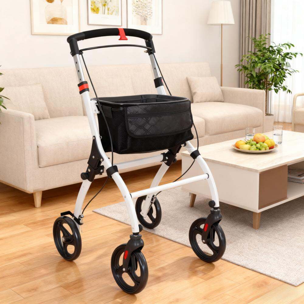 Upright Walker Rollator, Rolling Walker with Storage Bag, Tray, Dual ...