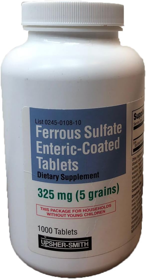 Upsher-Smith Iron Tablets, Ferrous Sulfate Enteric-Coated Dietary ...