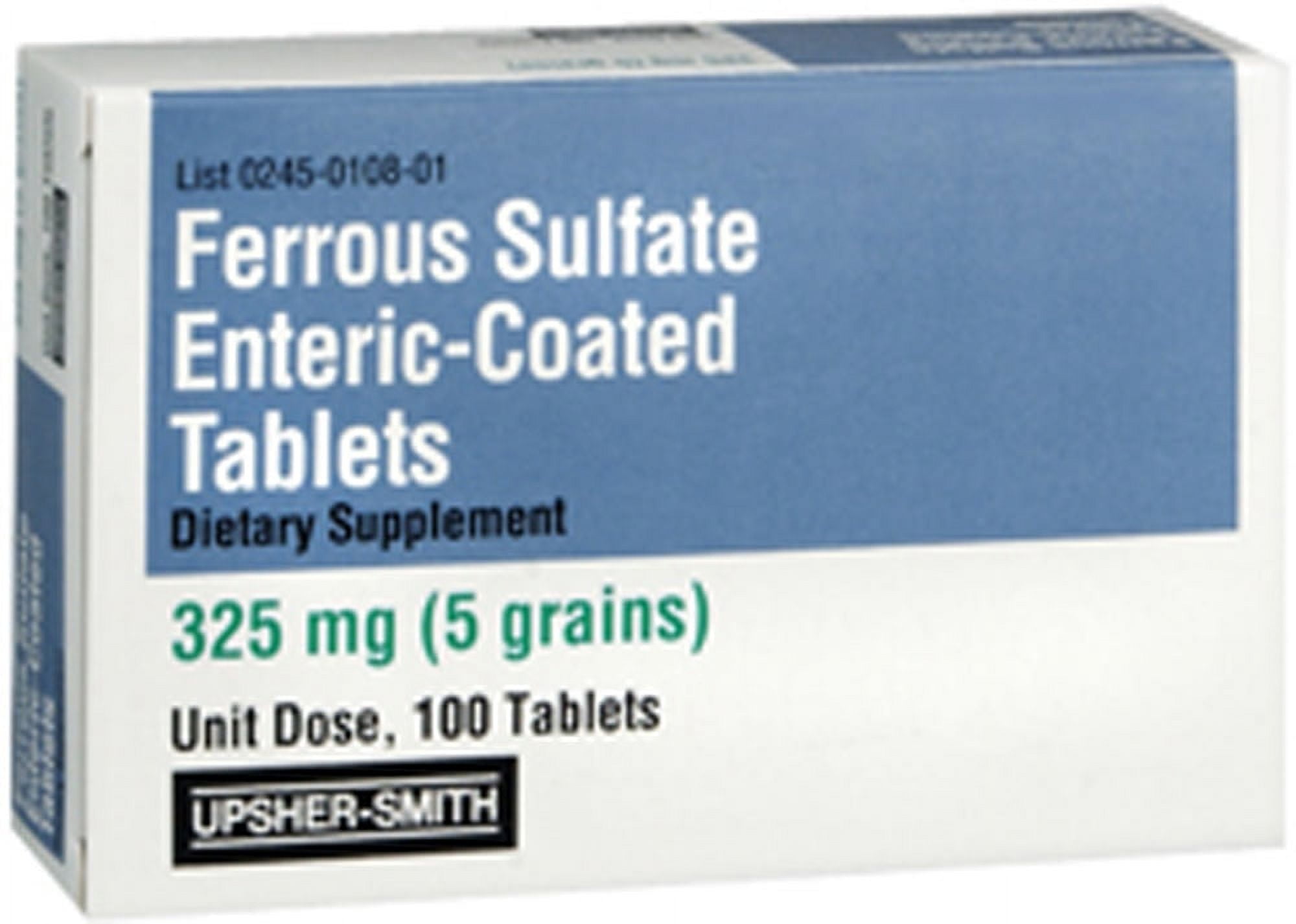 Upsher-Smith Ferrous Sulfate Enteric-Coated Tablets, 325 mg, 100 Count ...