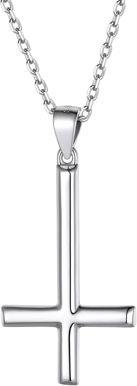 Upside Down Cross Necklace 316L Stainless Steel Inverted Cross Pendant ...