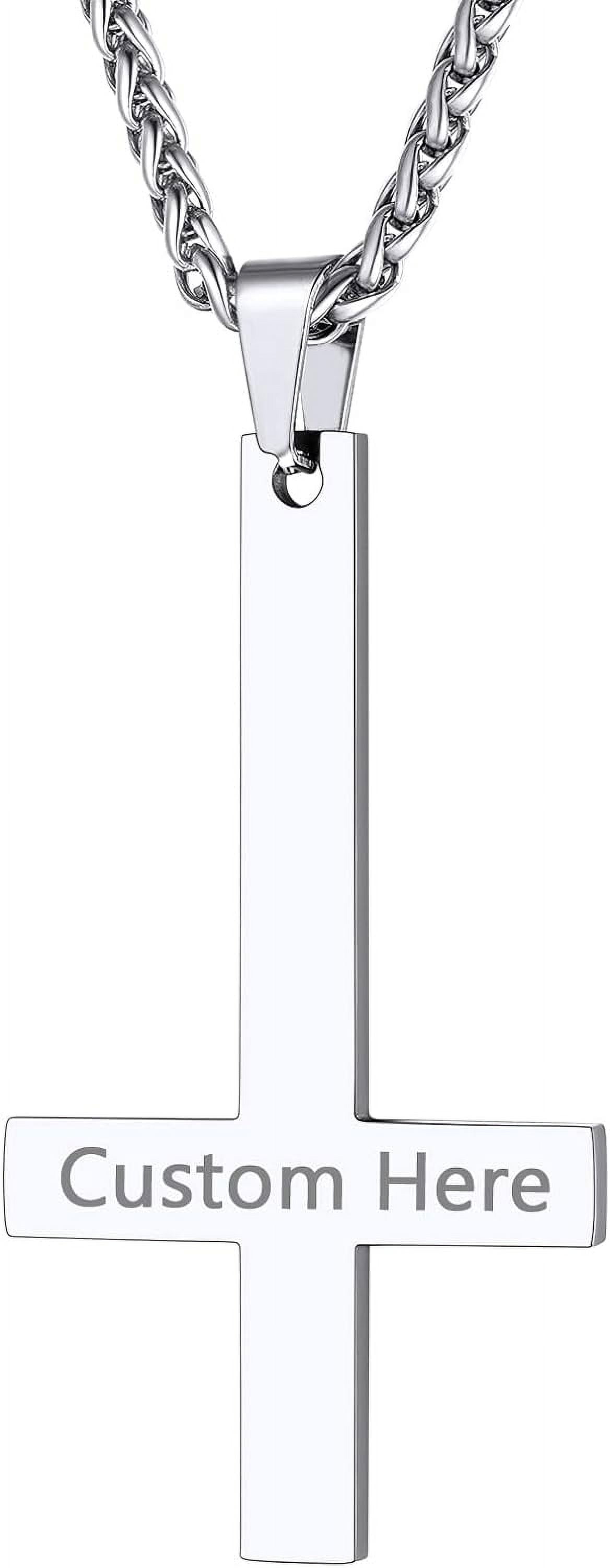 Upside Down Cross Necklace 316L Stainless Steel Inverted Cross Pendant ...