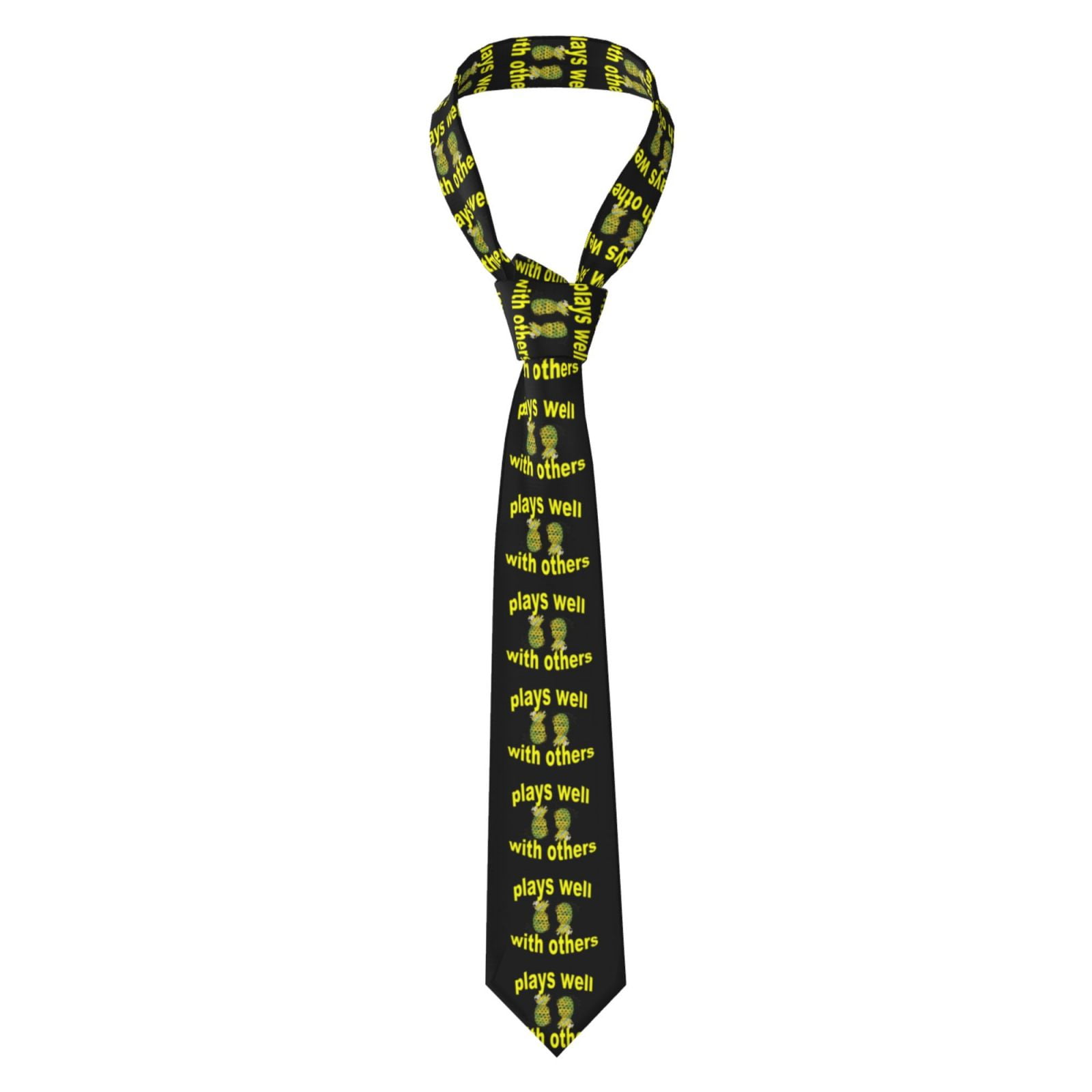 Upside Down Pineapple Play Well With Others Funny Swinger Ties For Men Business Wedding Party