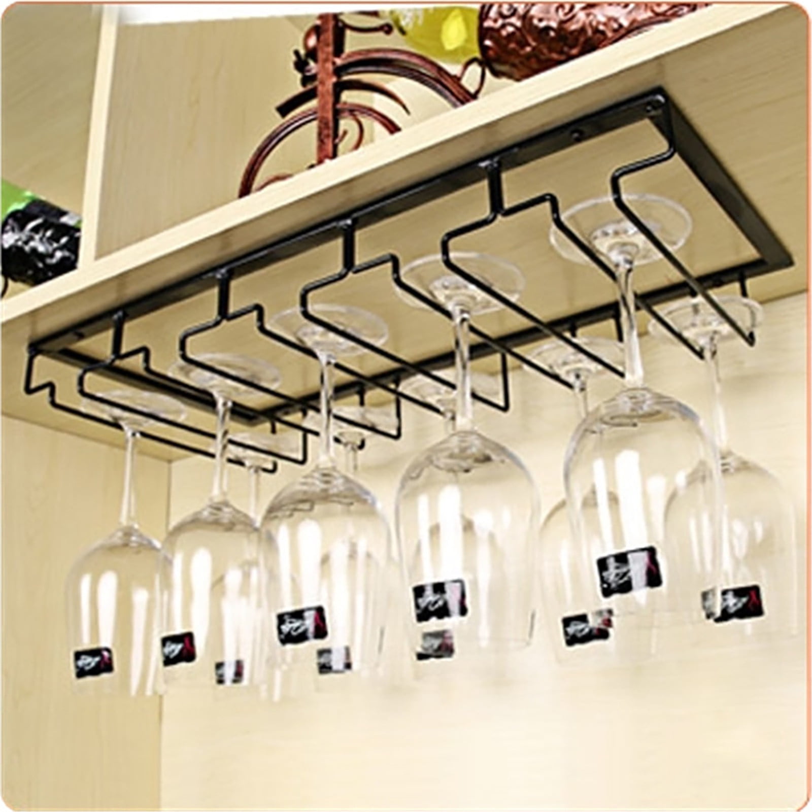 Upside Down Wine Glass Hanging Rack for Stemware,Fits Glasses with 4 ...