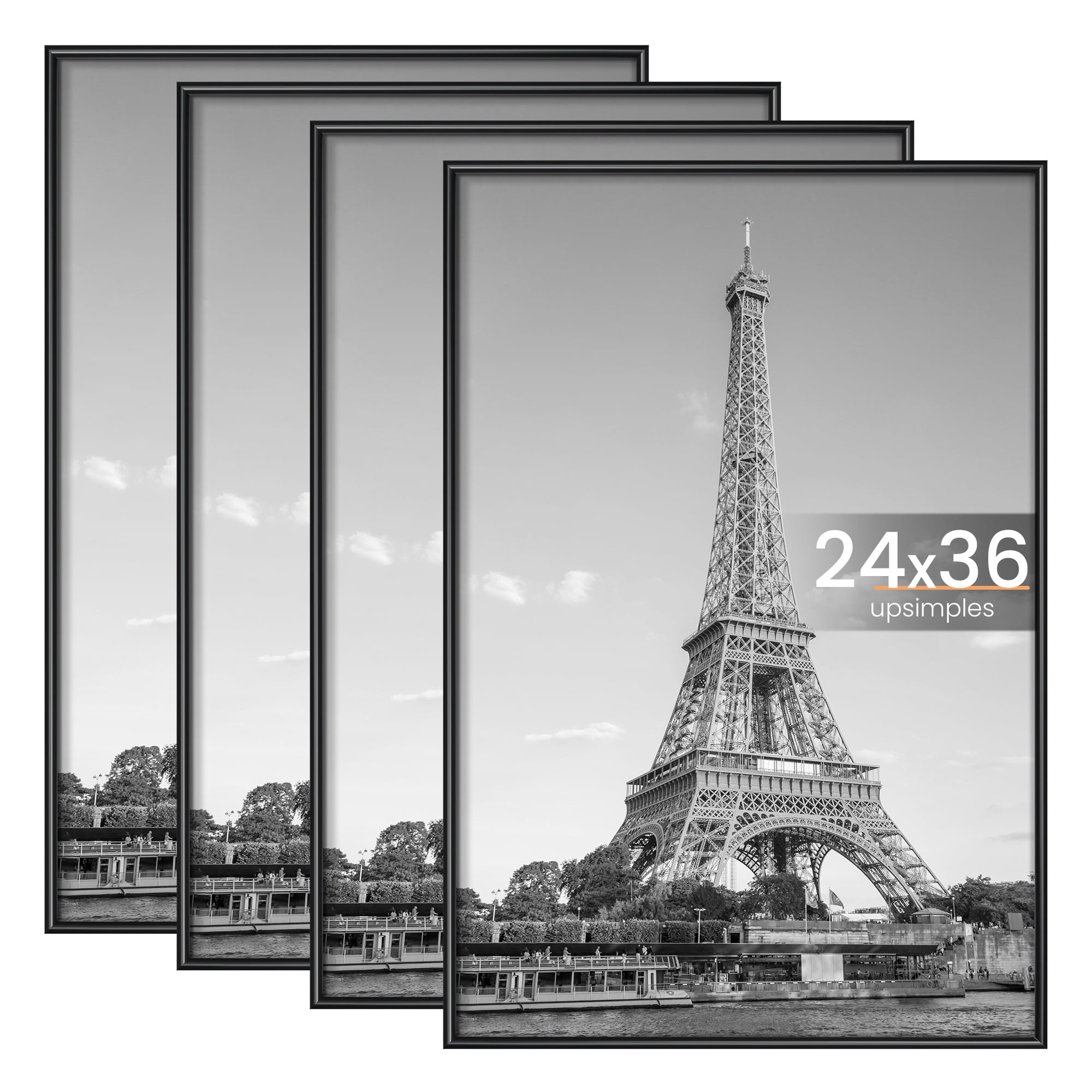 Upsimples 24x36 Basic Picture Frames, Black, Set of 4 Poster Frames ...