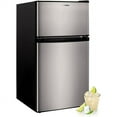 Upstreman 3.2 Cu.ft Double Door Stainless Steel Mini Fridge with ...